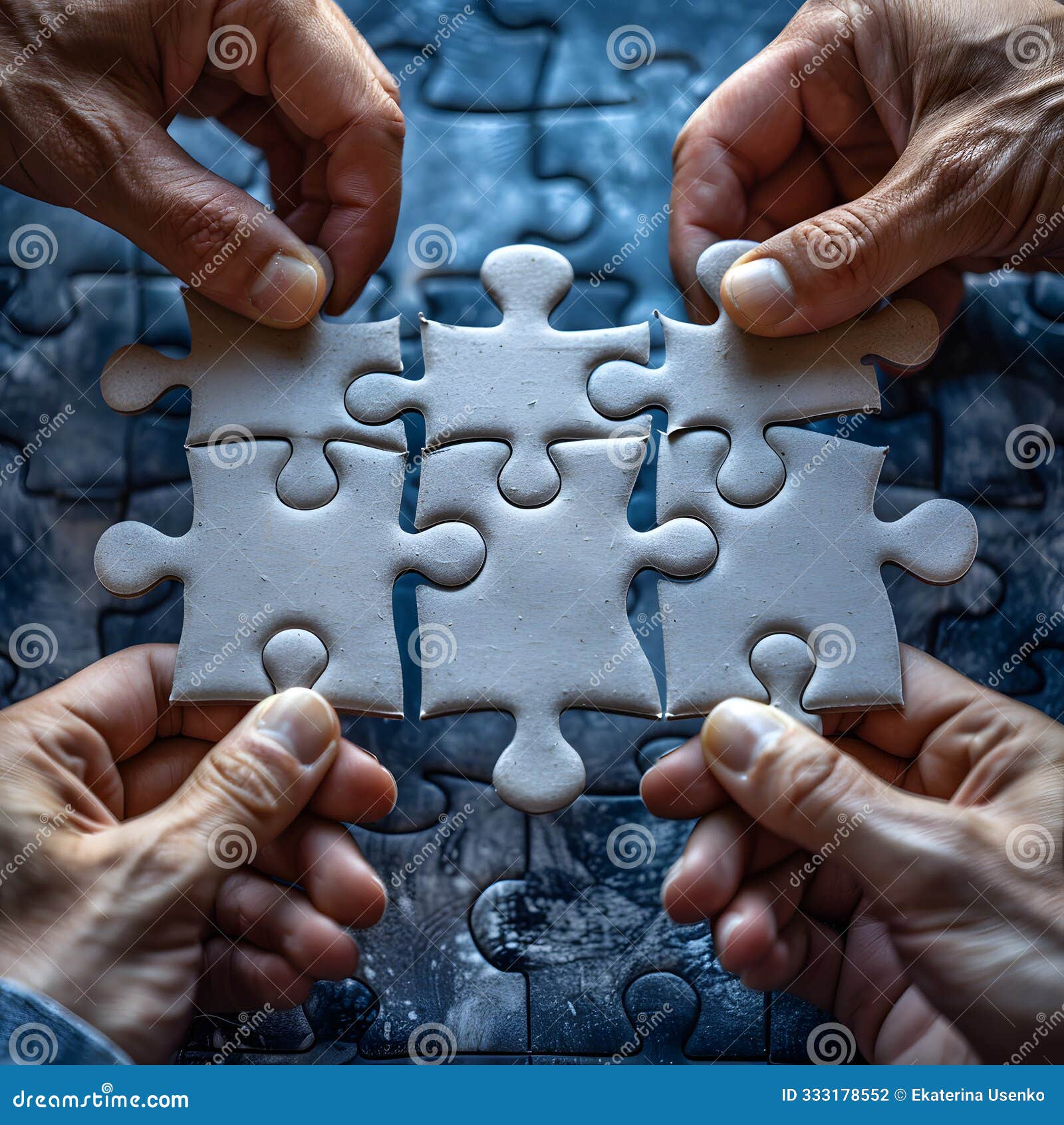 Hands Connecting Puzzle Pieces Teamwork Concept Stock Illustration ...