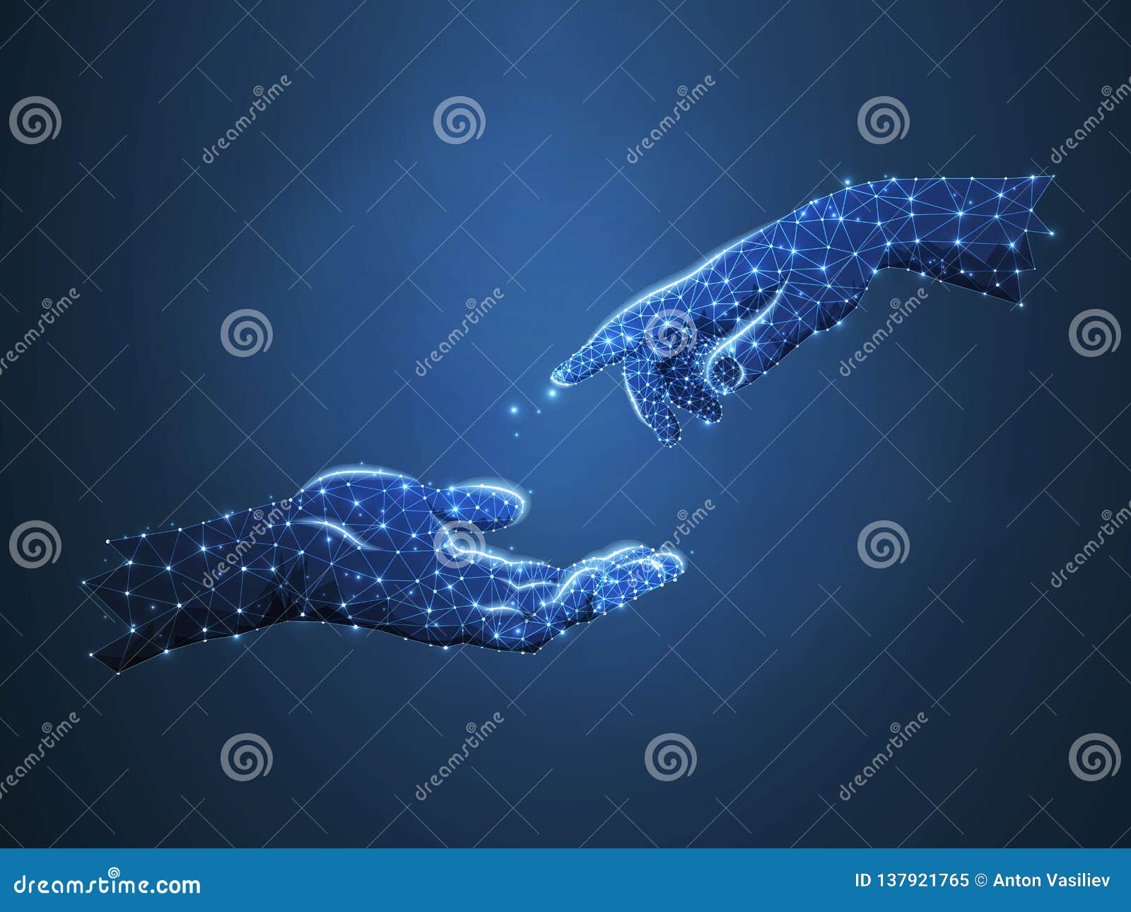 Hands Connection, Business Conversation, Polygonal Low Poly with ...