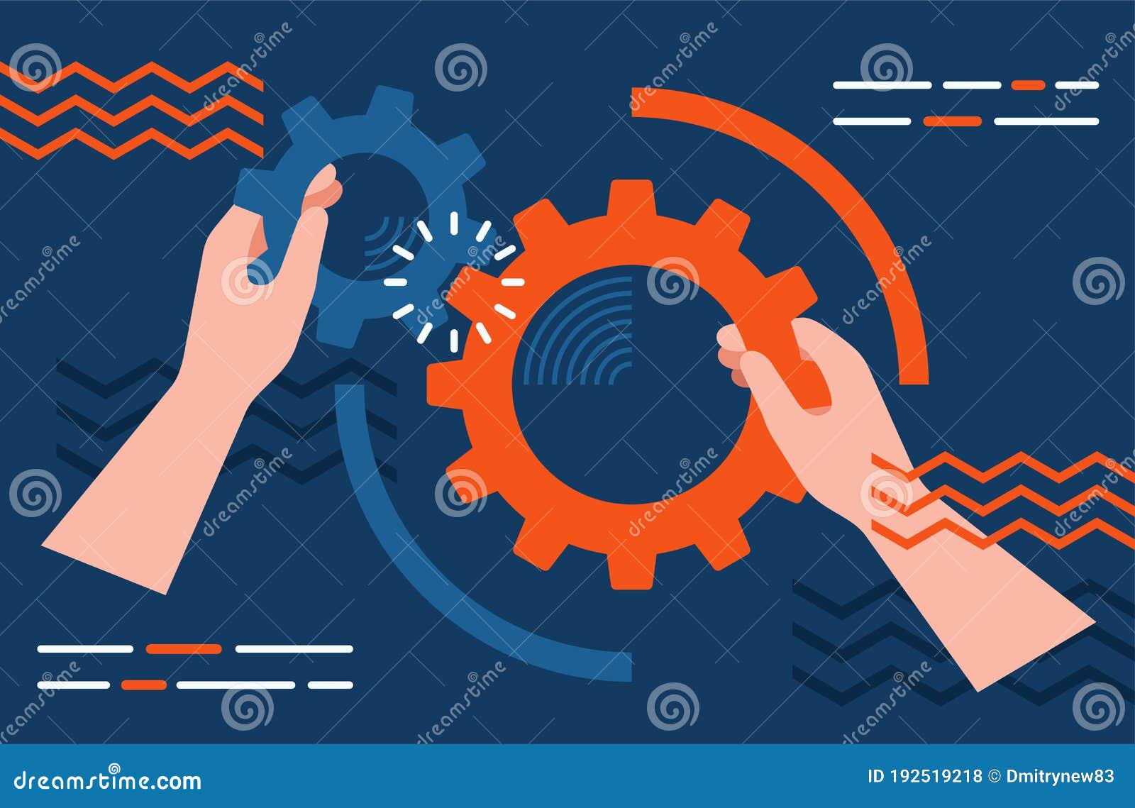 Hands Connects Two Gears In Gearbox Mechanism Cartoon Vector ...