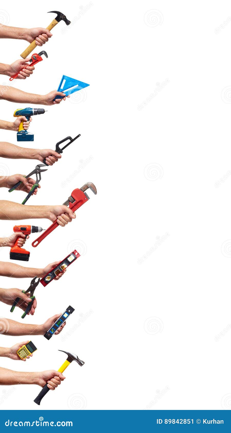 Hands with Construction Tools. Stock Image - Image of build, background ...