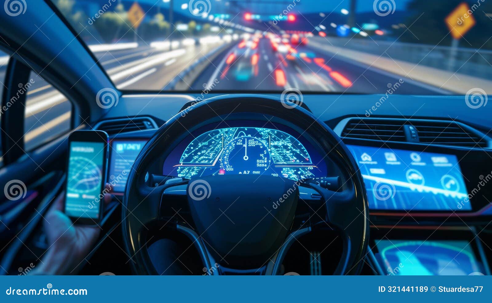 Smart Car Control Dashboard in Motion Stock Image - Image of exterior ...
