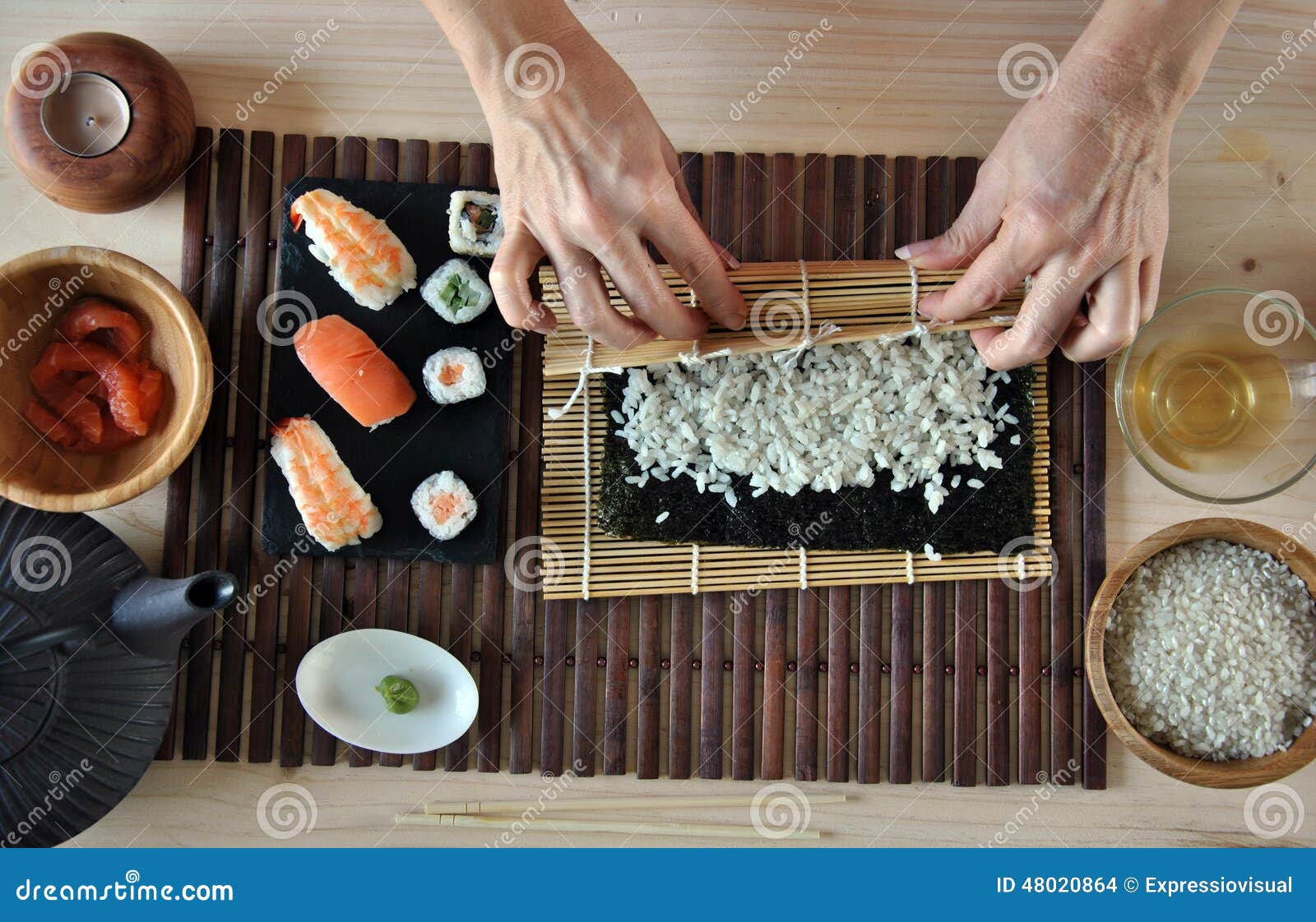 Hands cooking sushi stock photo. Image of sauce, kids - 48020864