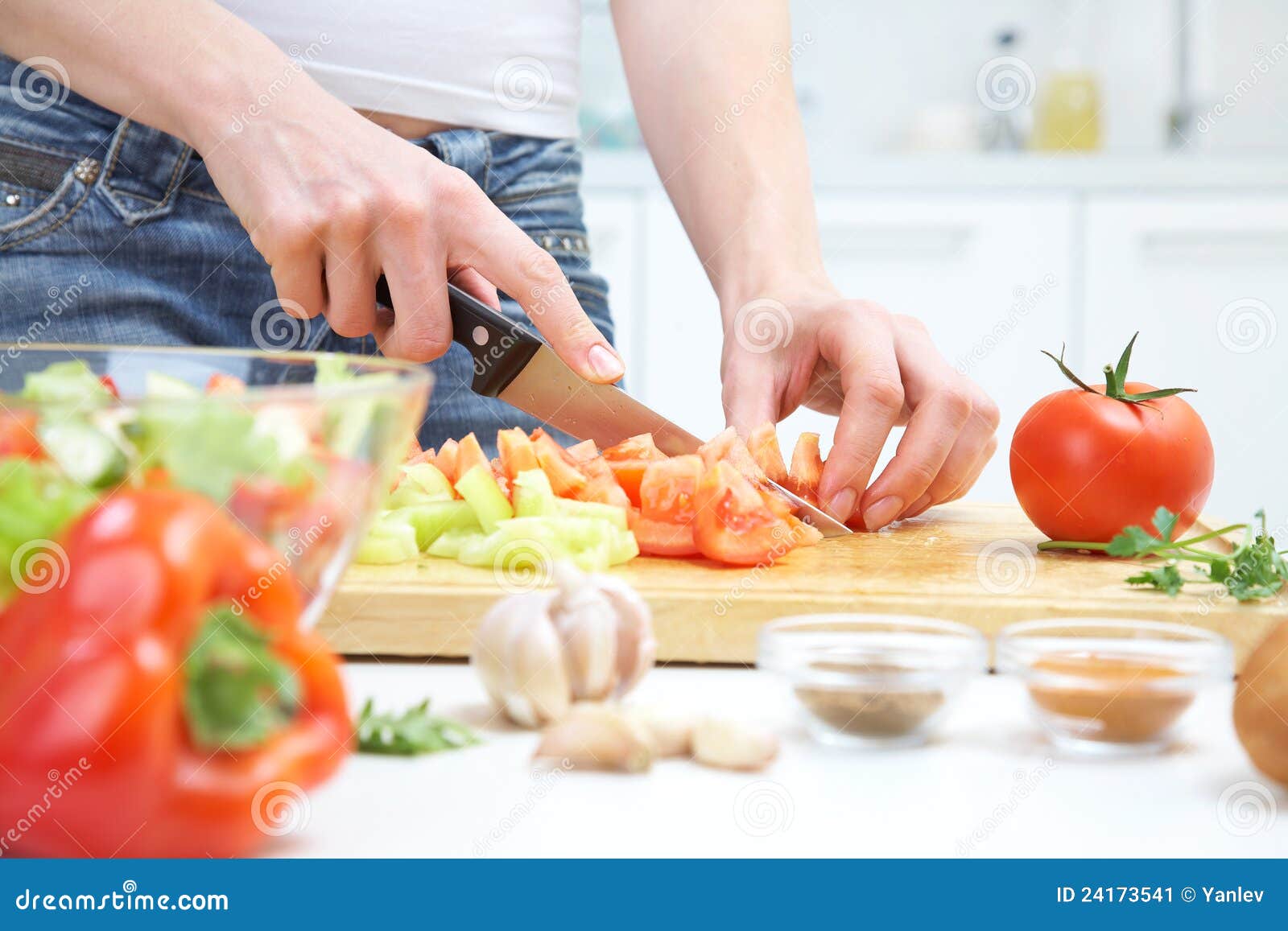 Hands Cooking Vegetables Salad Stock Image - Image of freshness, hands ...