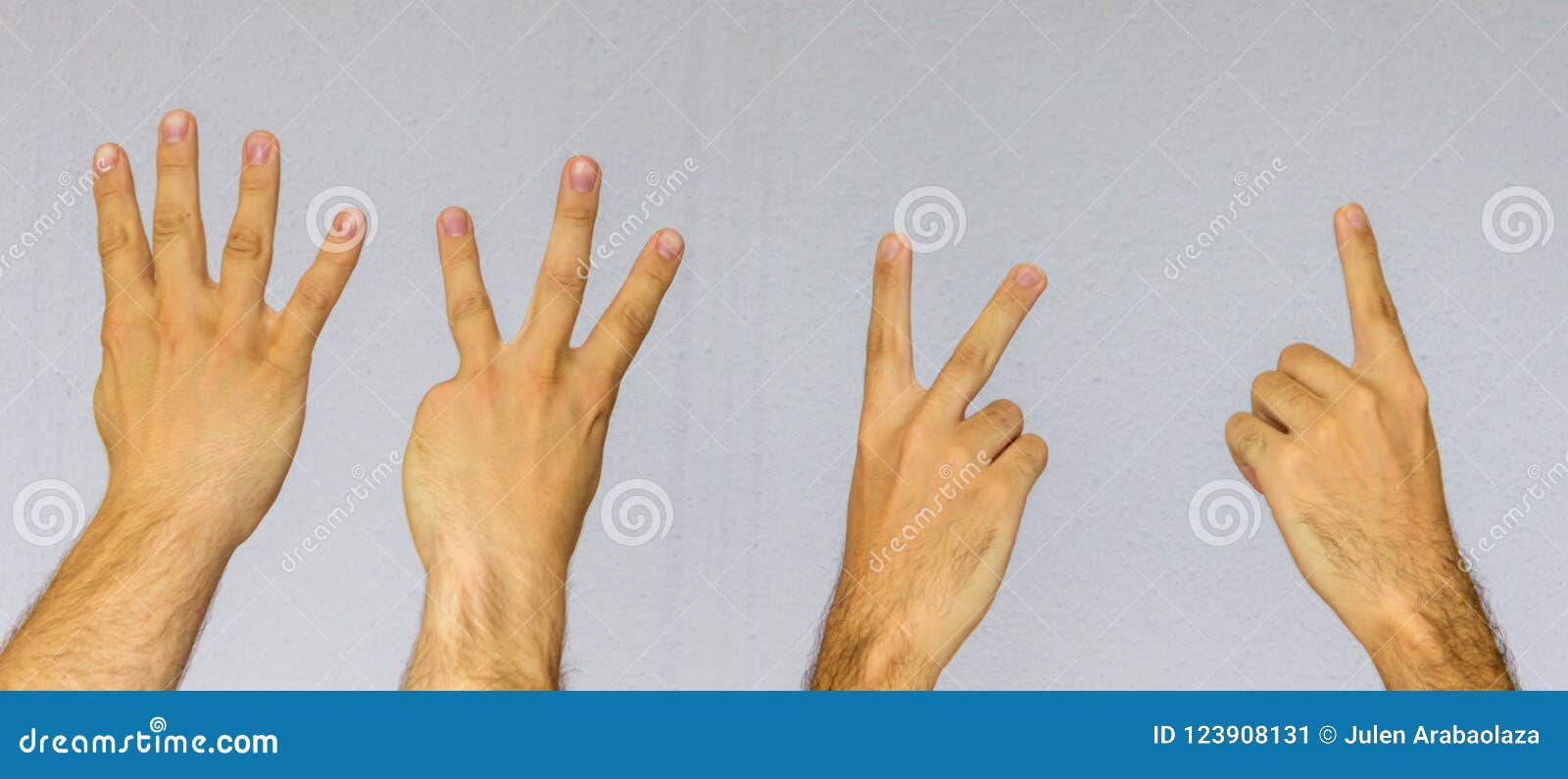 Hands Counting Down from 4 To 1 with Fingers Stock Image - Image of ...