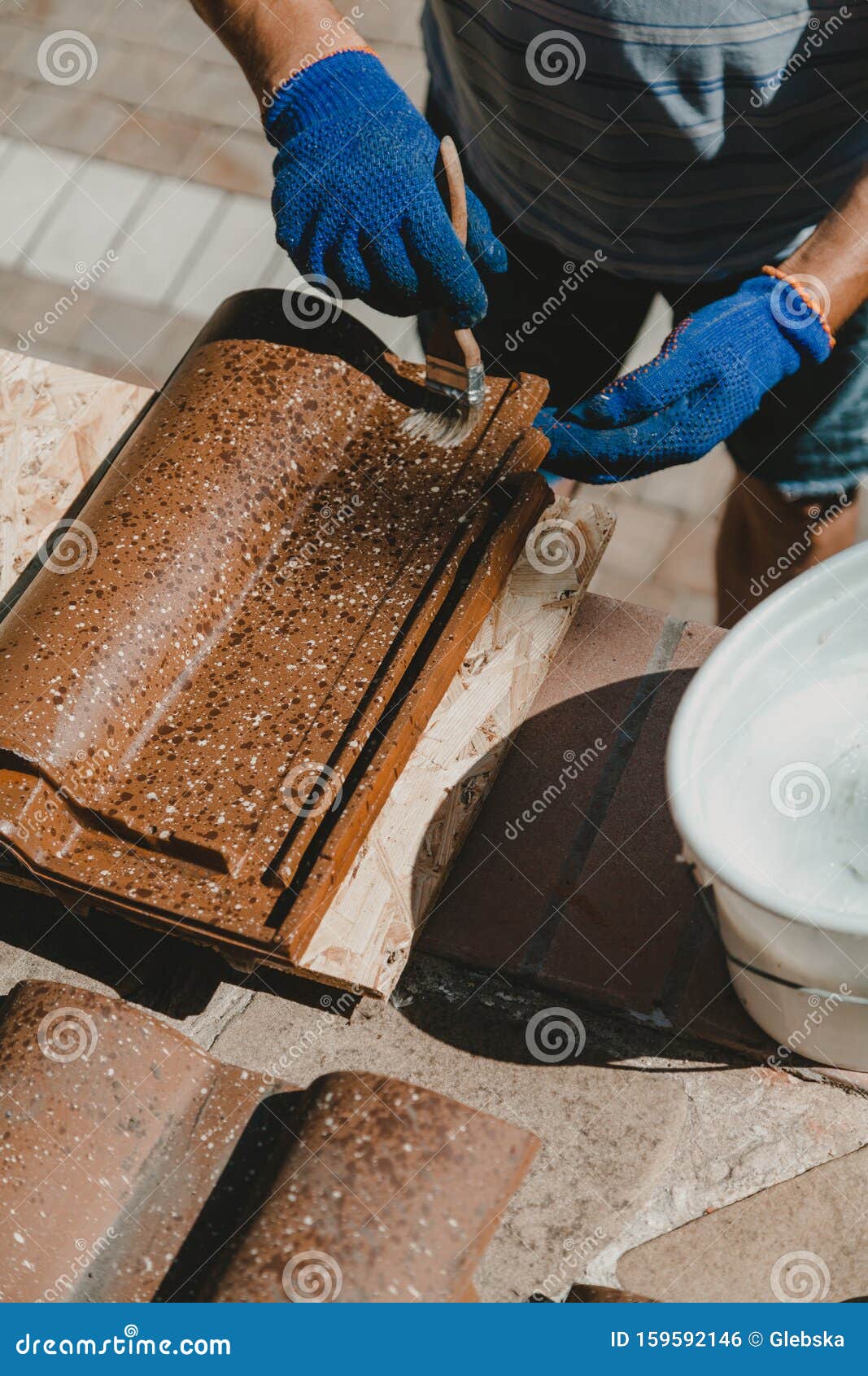 Put Protective Layer on Tile with Brush Stock Photo - Image of ceramic ...
