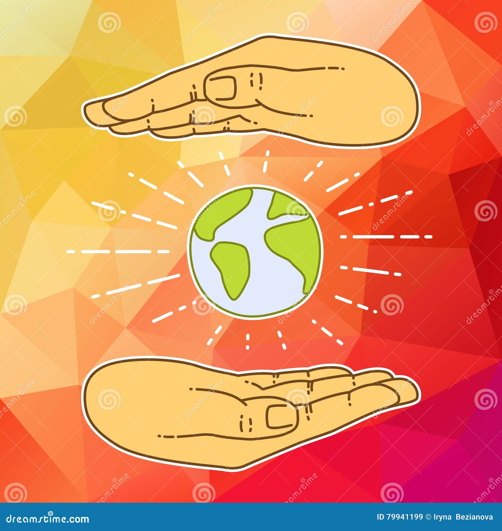 Hands cover Earth stock vector. Illustration of flat - 79941199