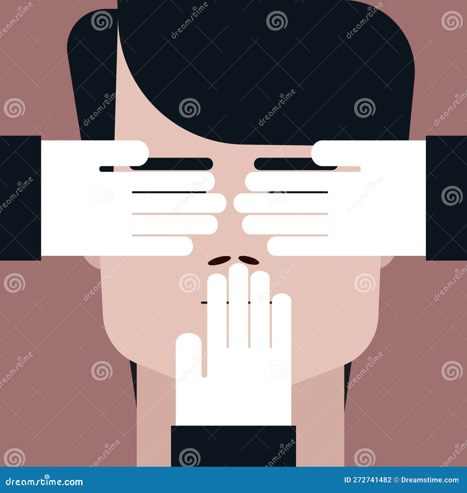 External Hands Blocking the Vision and Speech of a Person Stock Vector ...