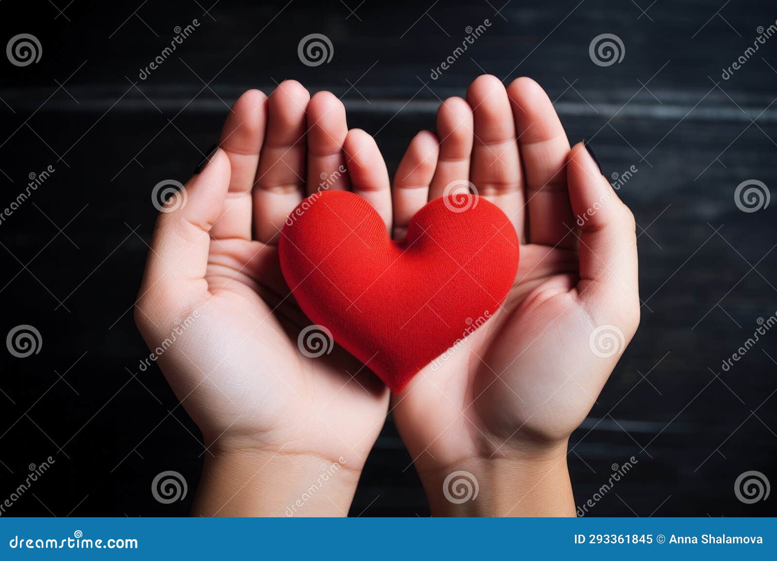 Hands Cradling a Red Heart Symbolizing Love and Care Stock Illustration ...