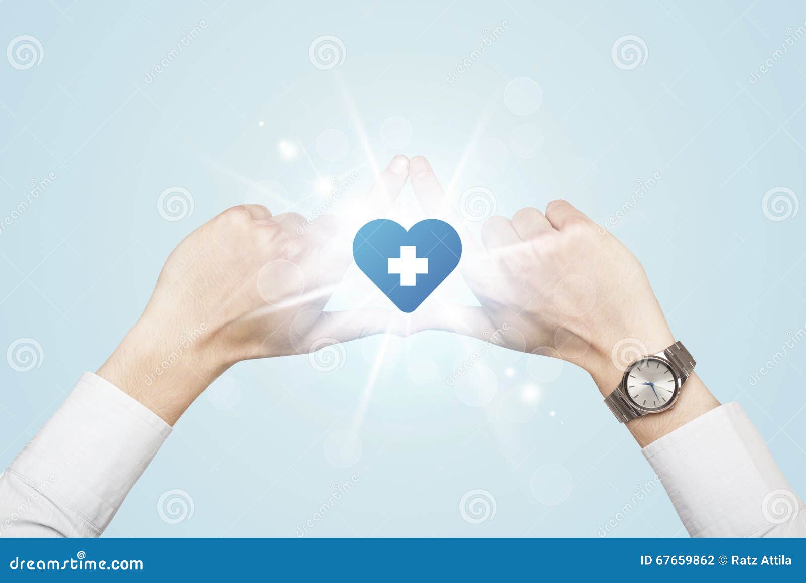 Hands Creating a Form with Heart Blue Cross Stock Photo - Image of form ...
