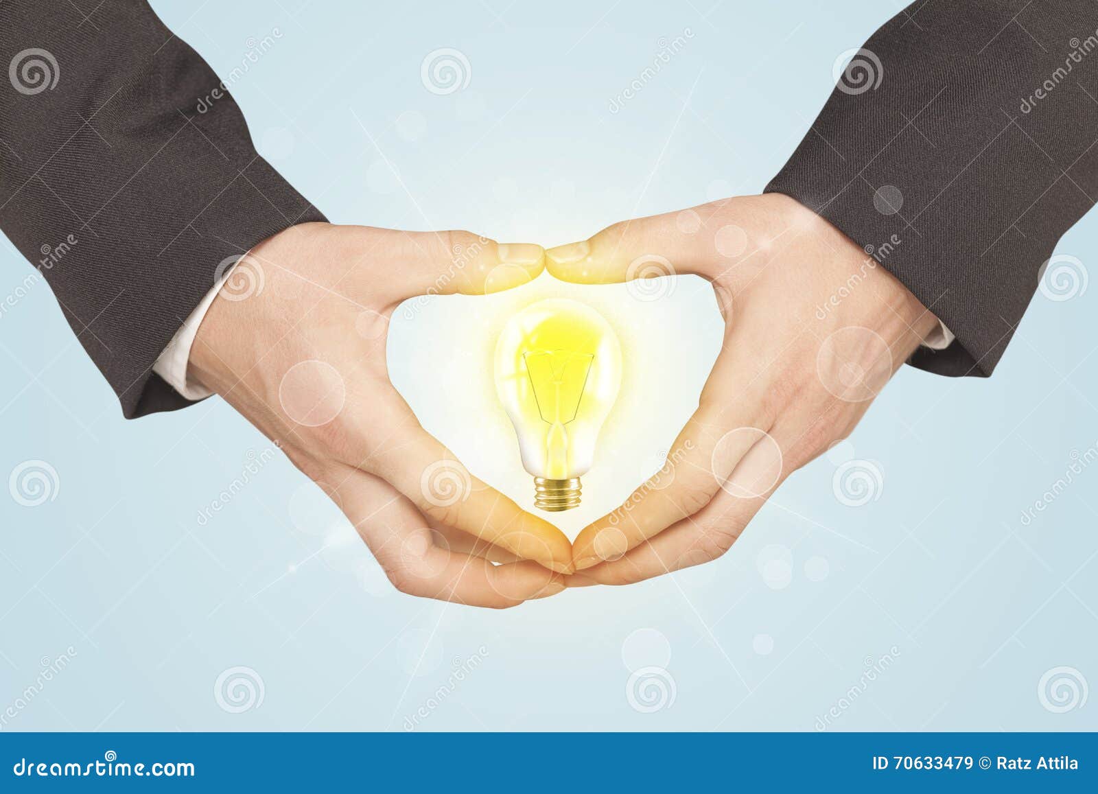 Hands Creating a Form with Light Bulb Stock Image - Image of authentic ...