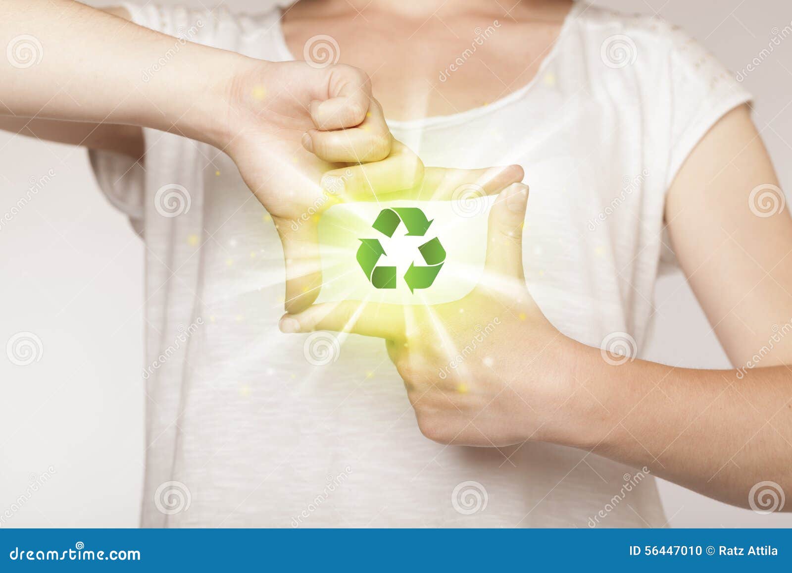 Hands Creating a Form with Recycling Sign Stock Photo - Image of nature ...