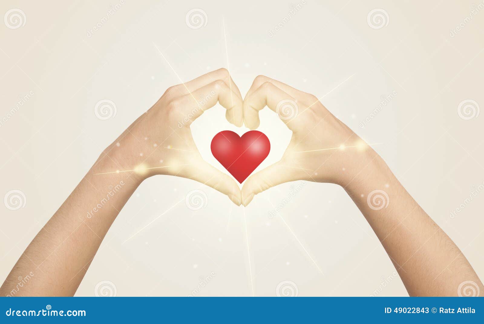 Hands Creating a Form with Shining Heart Stock Image - Image of color ...