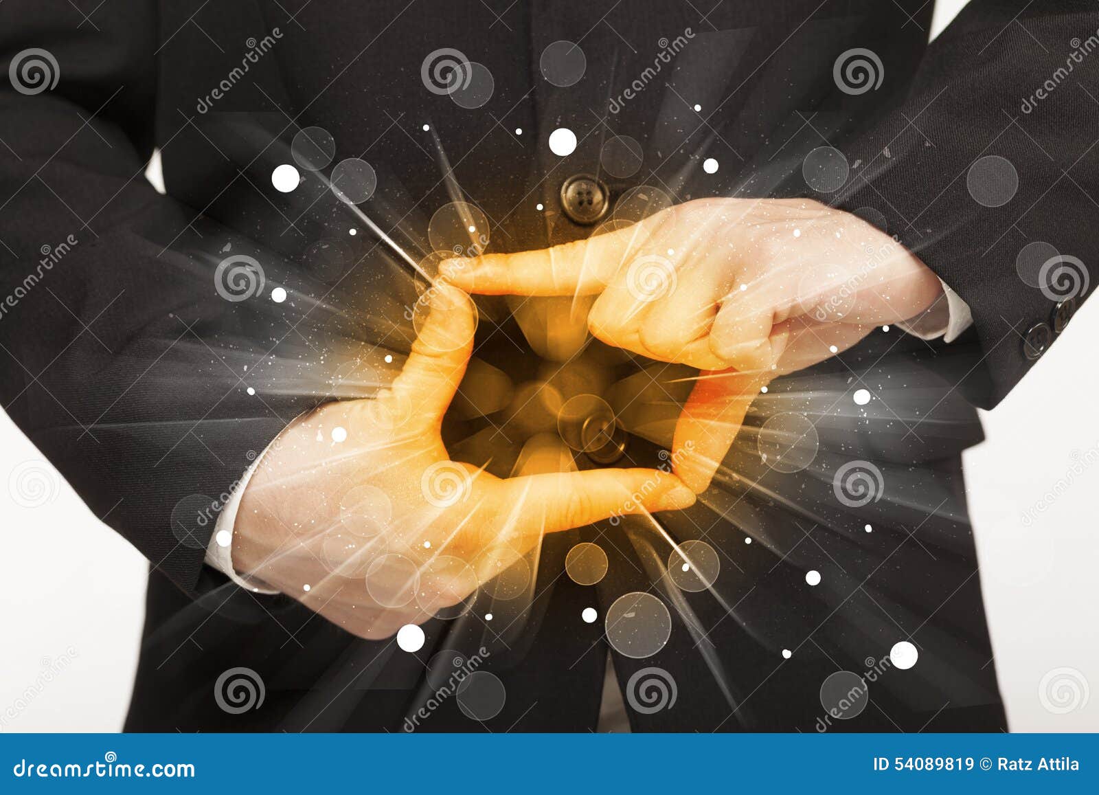 Hands Creating a Form with Yellow Shines Stock Image - Image of ...