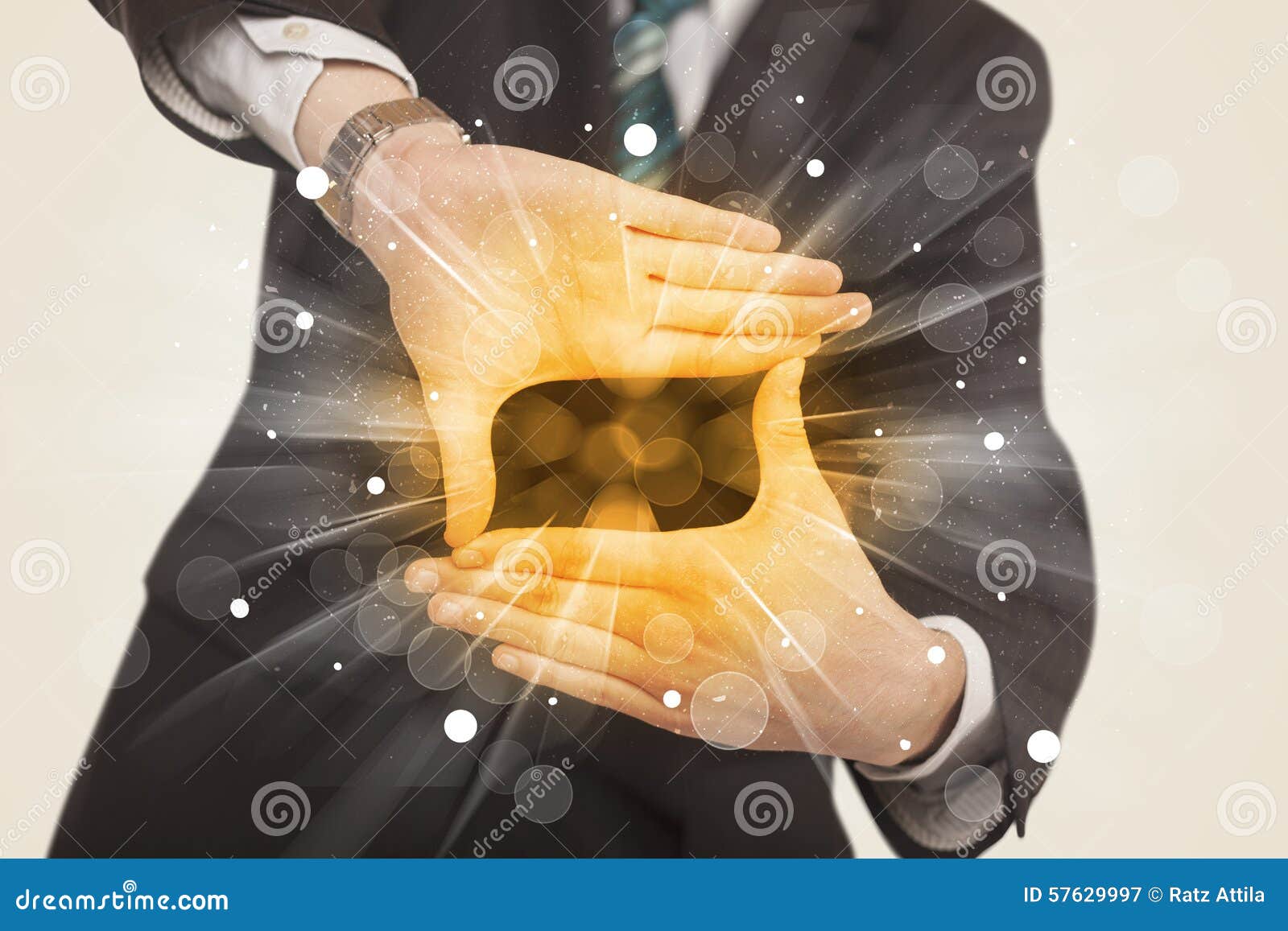 Hands Creating a Form with Yellow Shines Stock Image - Image of ...