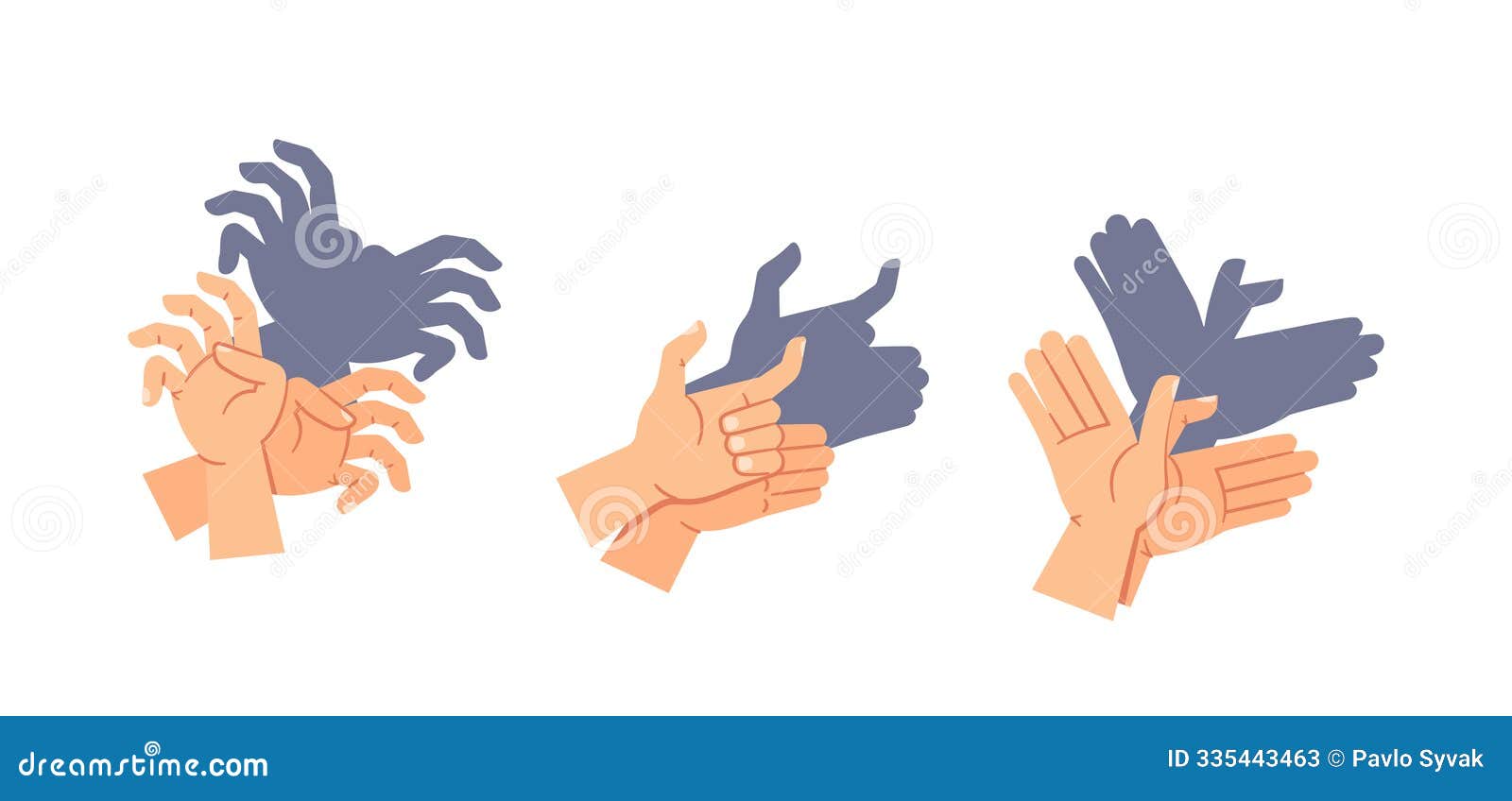 Hands Creating Various Shadow Puppets Including a Crab, Bird, and a Cow ...