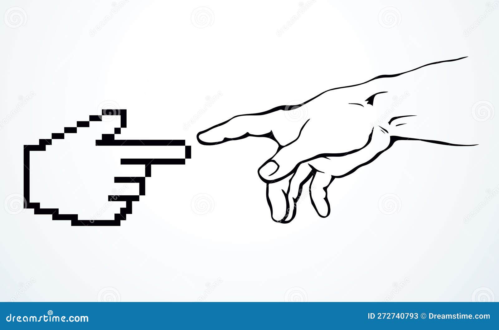 Hands of the Creation of Adam. Vector Drawing Stock Illustration ...
