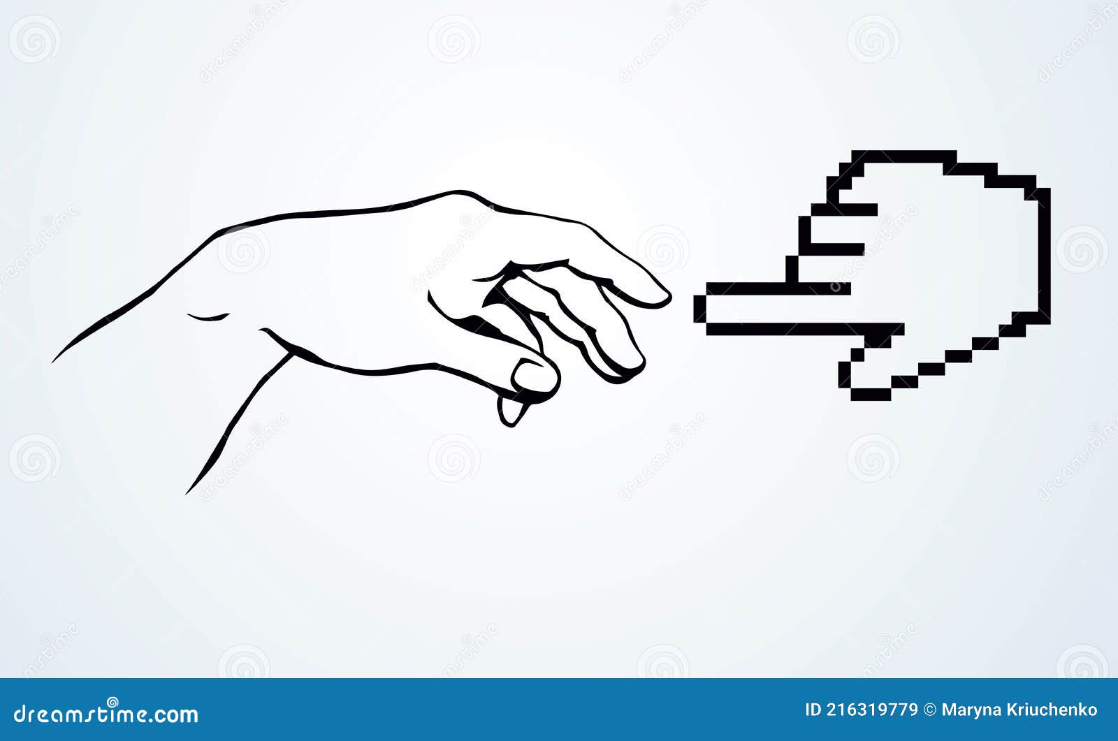 Hands of the Creation of Adam. Vector Drawing Stock Vector ...