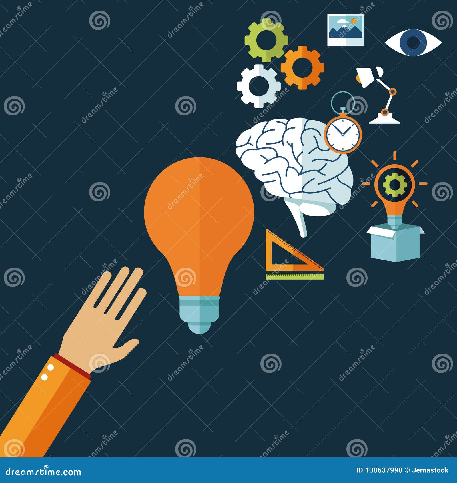 Hands in creative process stock vector. Illustration of inspiration ...