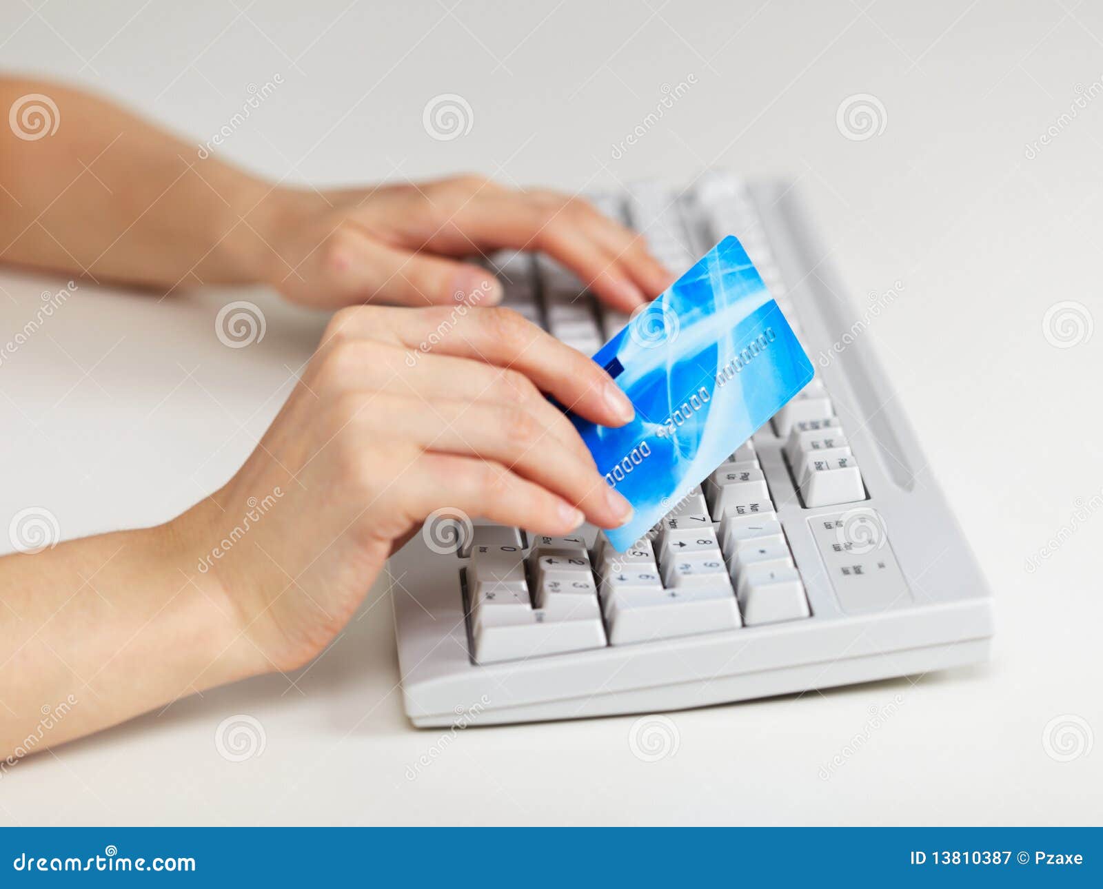Hands with Credit Card on Computer Keyboard Stock Image - Image of ...