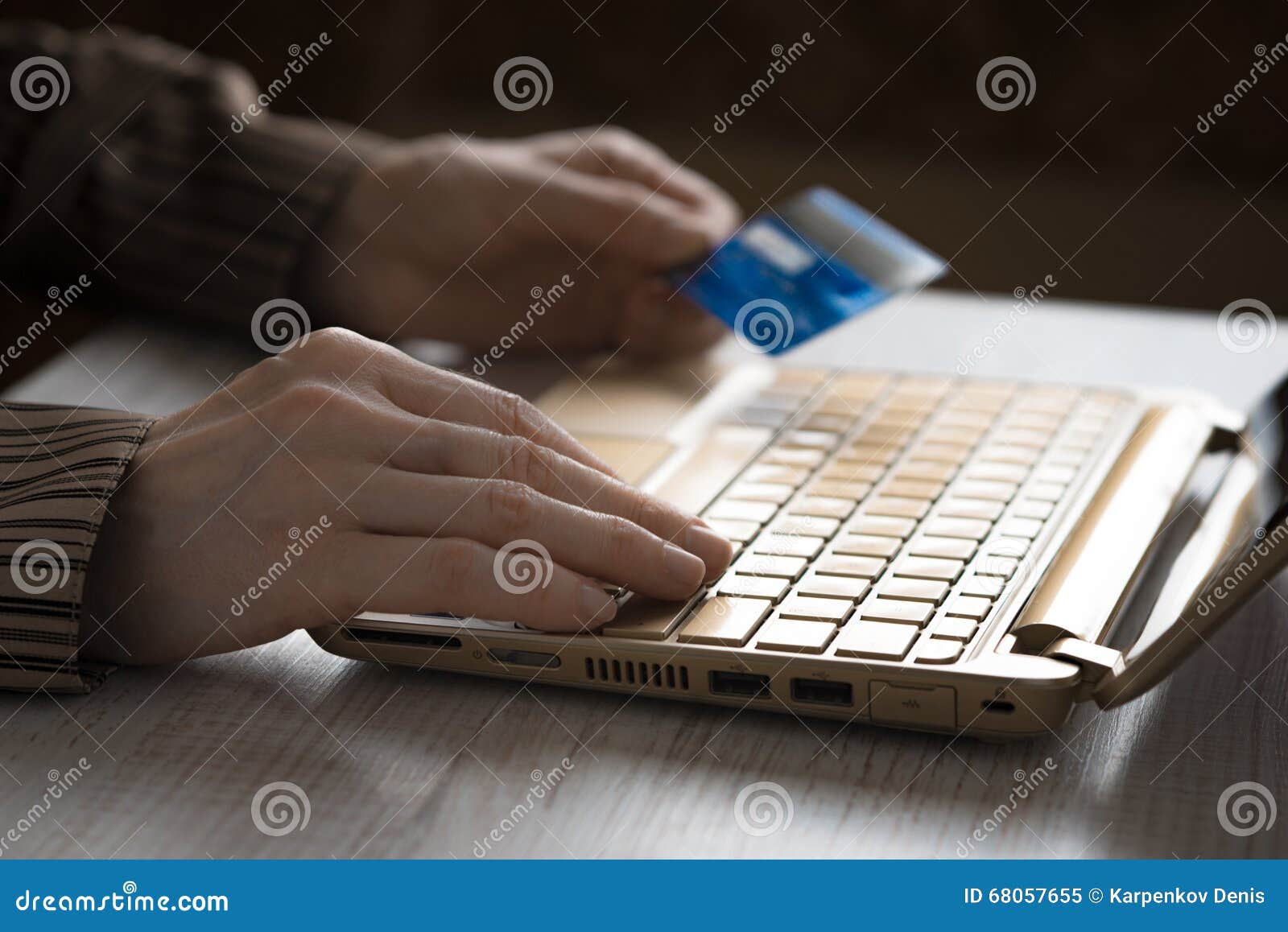 Hands with Credit Card and Notebook Horizontal Stock Image - Image of ...