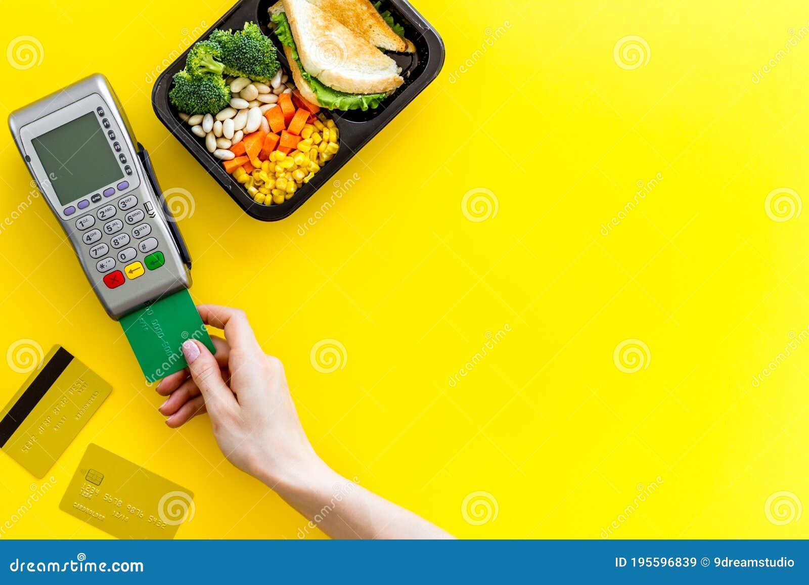 Hands with Credit Card and Payment Terminal. Restaurant Food Delivery ... Hands with Credit Card and Payment Terminal. Restaurant Food Delivery ...