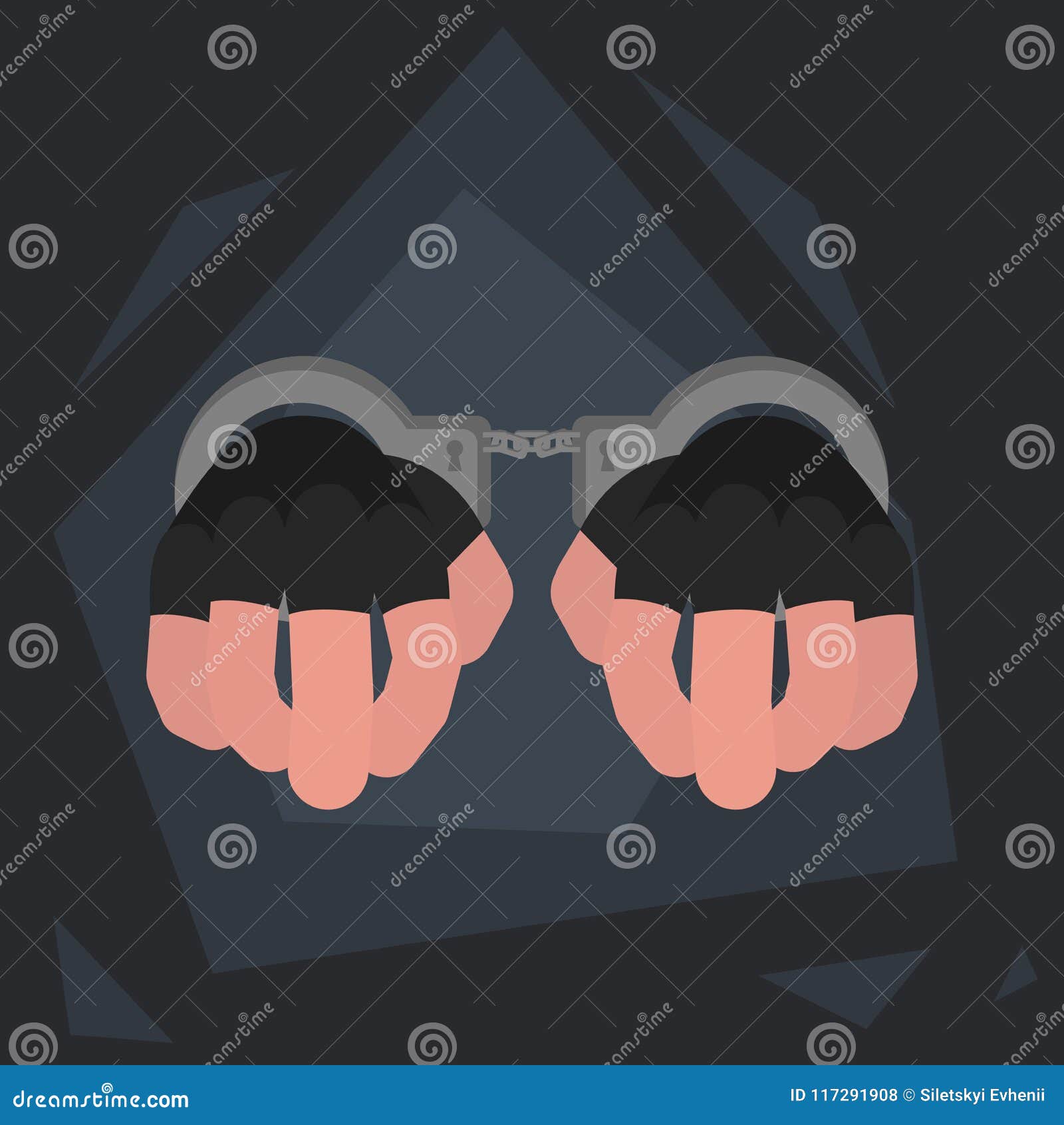 Hands of the Criminal in Handcuffs on a Dark Background Stock ...