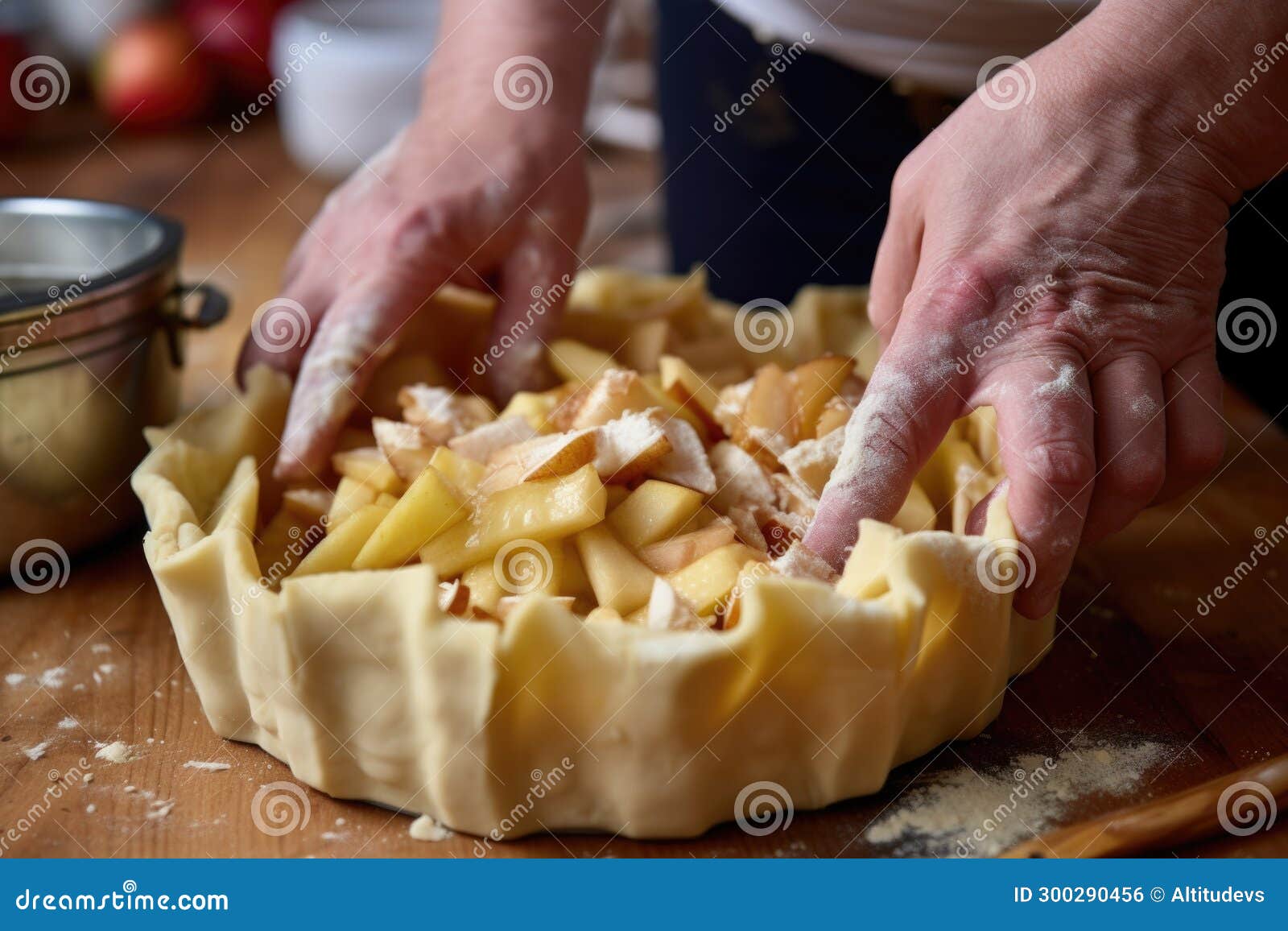 Hands Crimping Crust of an Apple Pie Stock Photo - Image of traditional ...