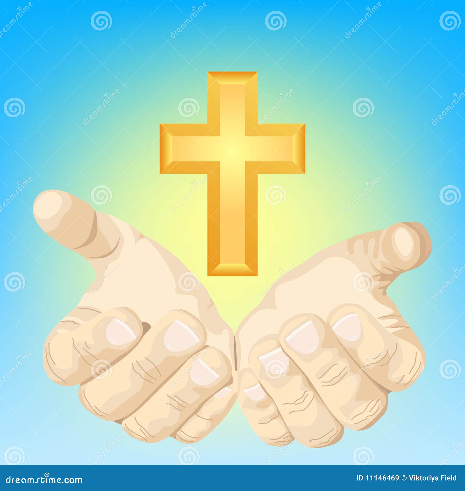 Hands and cross stock vector. Illustration of vector - 11146469