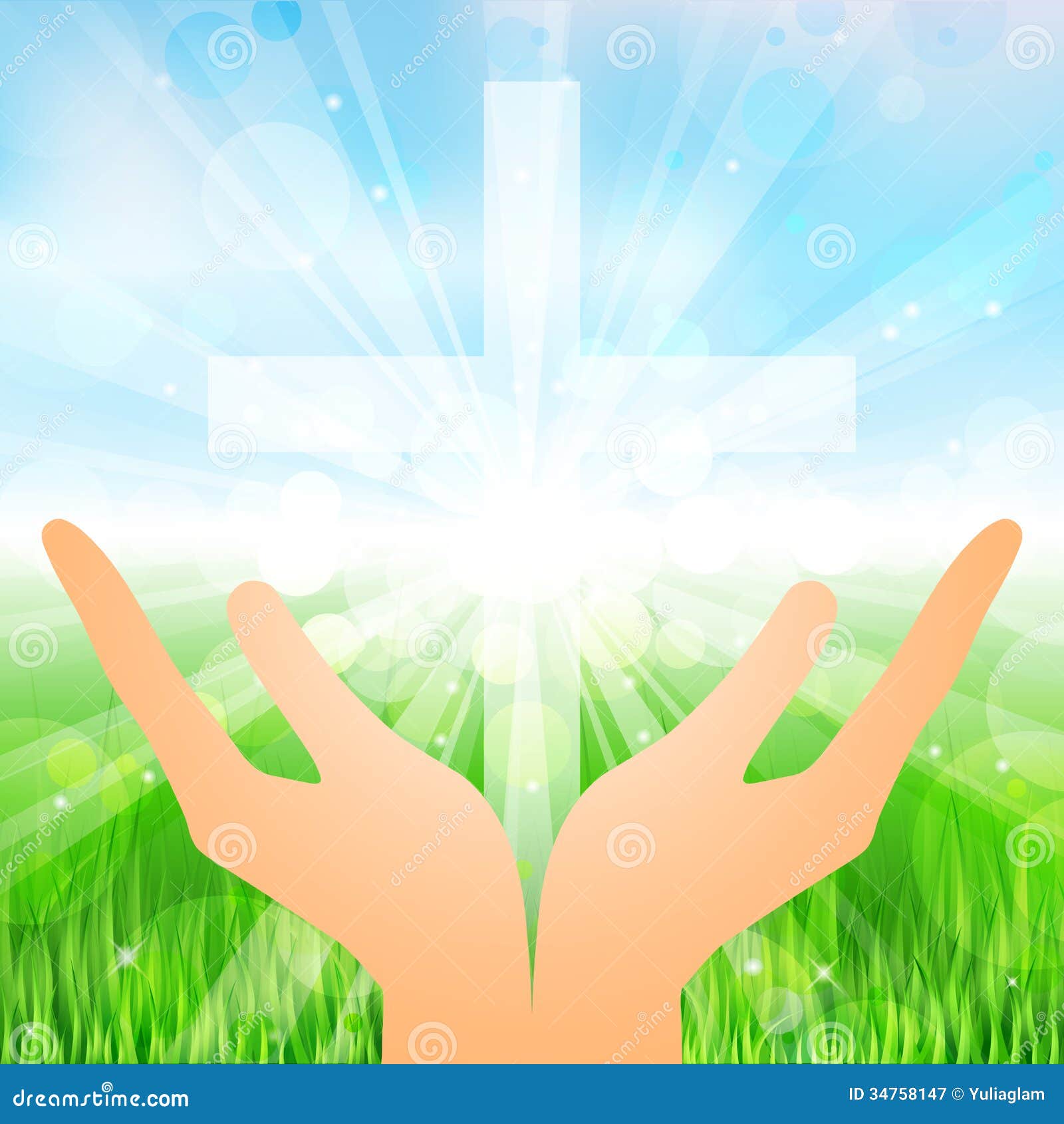Hands and cross stock vector. Illustration of easter - 34758147