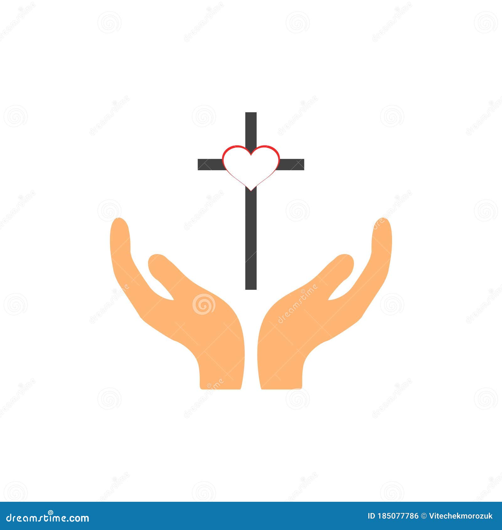 Hands with Cross Vector Illustration, Easter Line Design Icon Stock ...