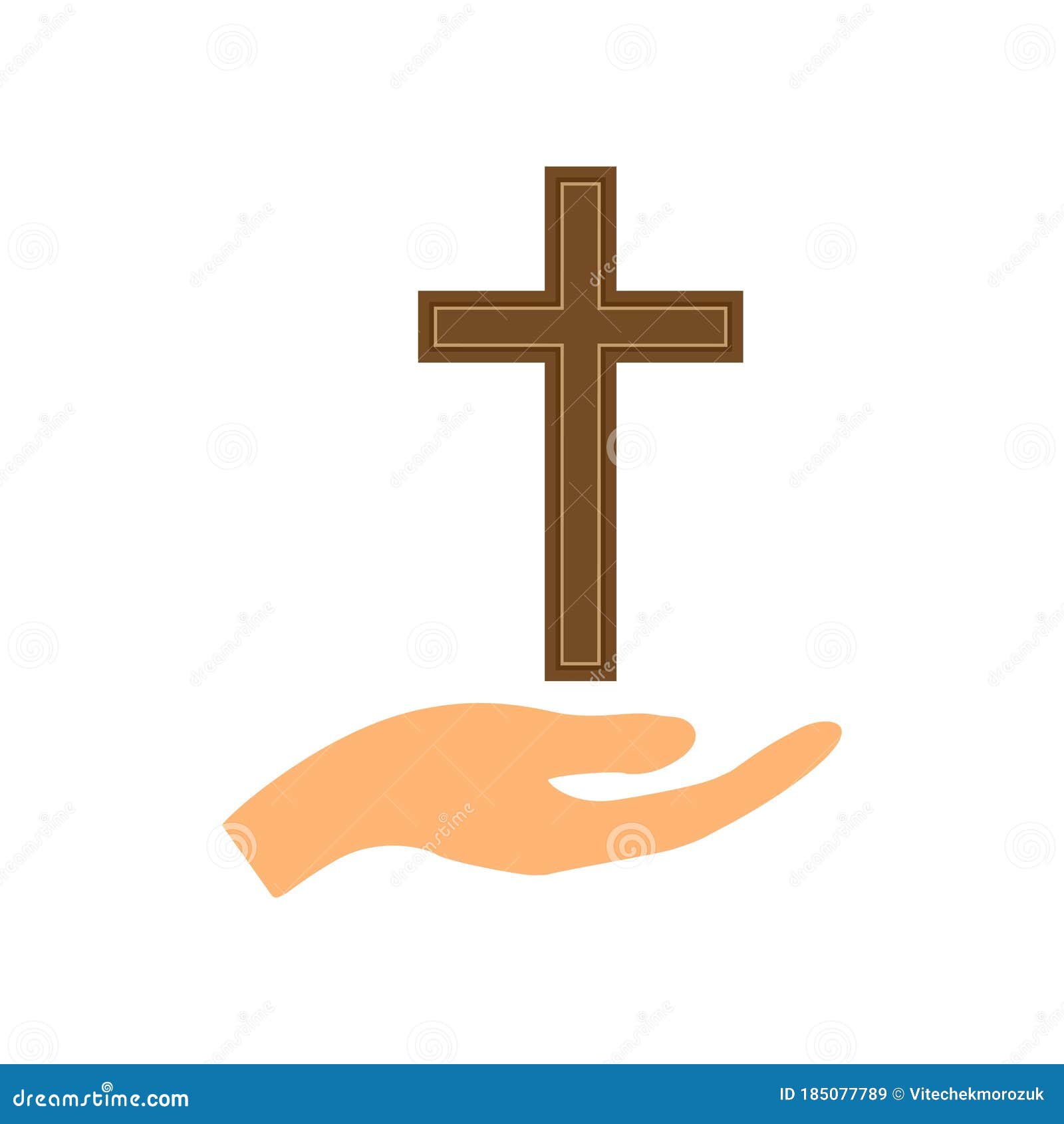 Hands with Cross Vector Illustration, Easter Line Design Icon Stock ...