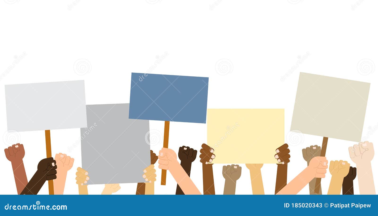 Protest Posters. Realistic Banners Of Protester People On Political ...