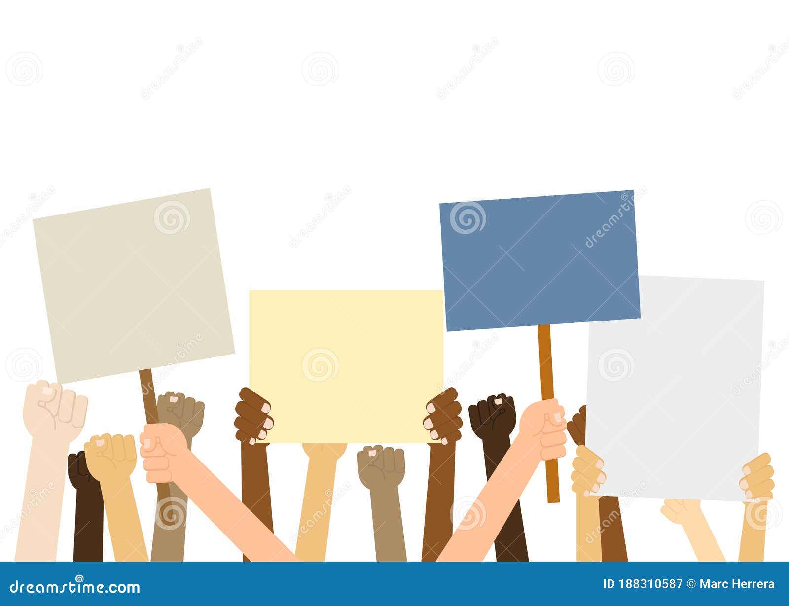 Protest Posters. Realistic Banners Of Protester People On Political ...