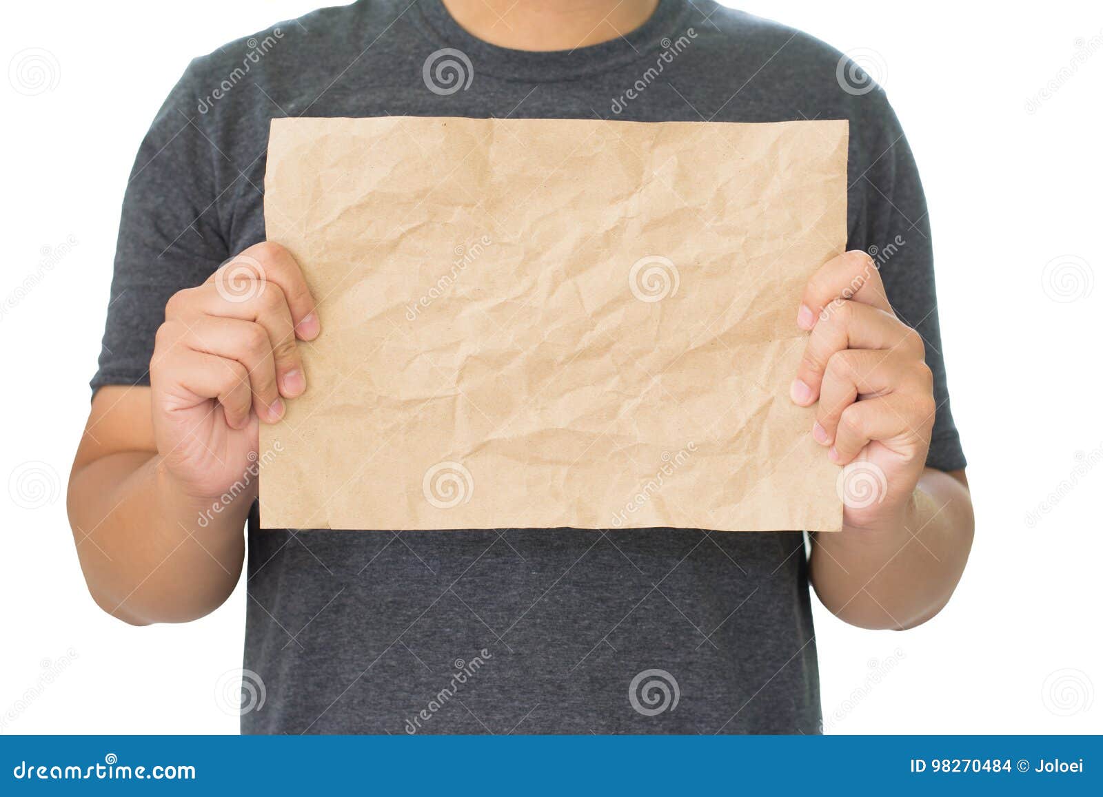 Hands and crumpled paper stock photo. Image of solution - 98270484