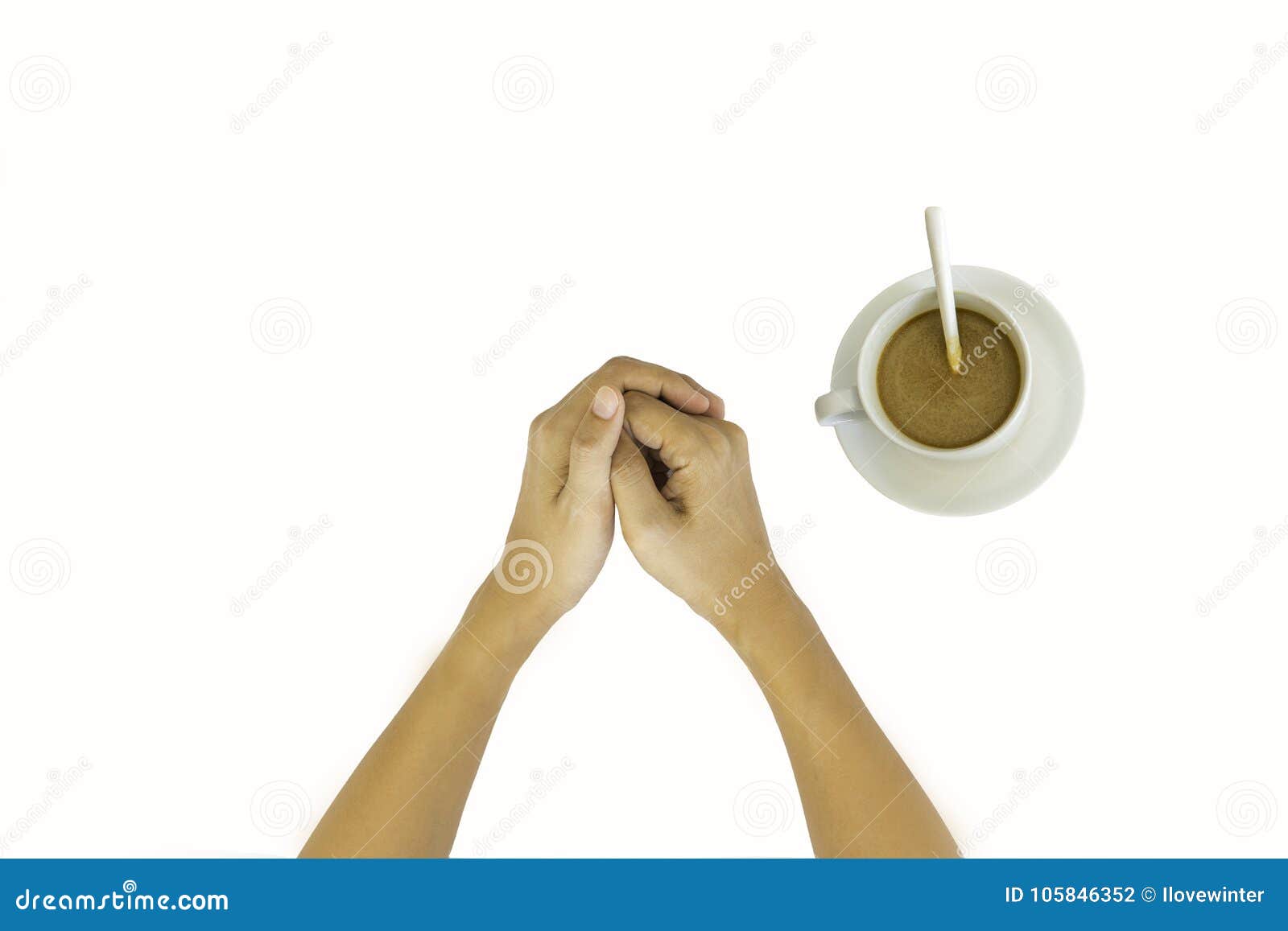 Hands with a Cup of Coffee Isolated on White Background. Stock Photo ...