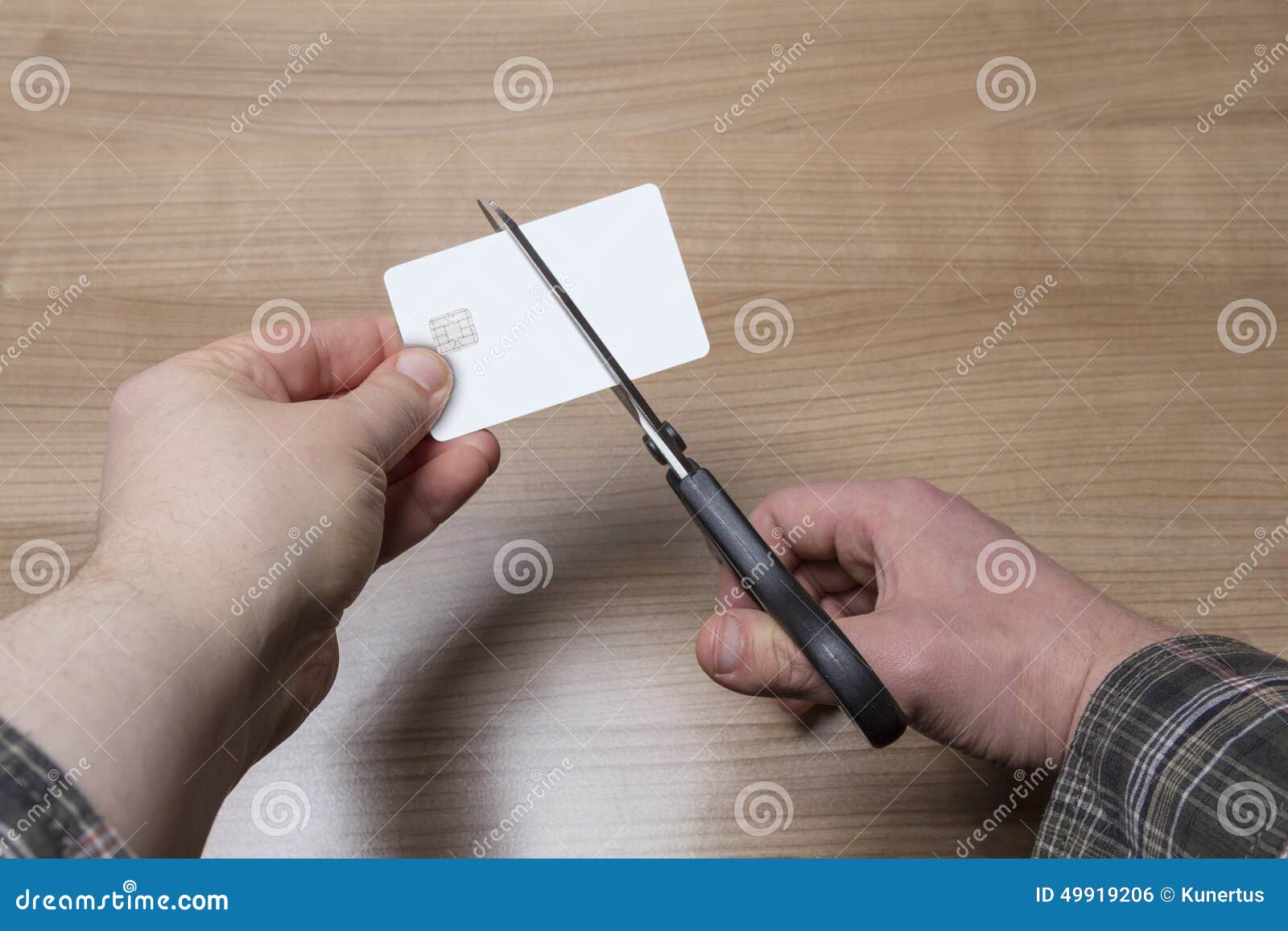 Hands Cutting a Credit or Debit Card Stock Photo - Image of shop, money ...
