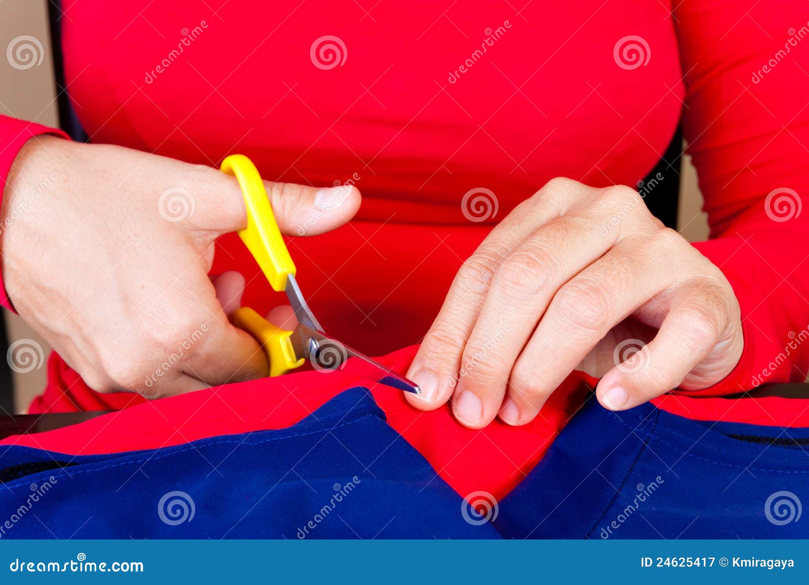 Hands Cutting a Piece of Fabric Stock Image - Image of person, hobby ...