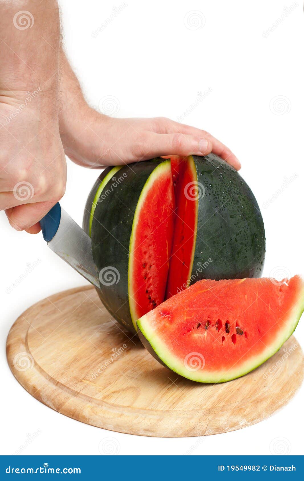 Hands cutting watermelon stock photo. Image of eating - 19549982