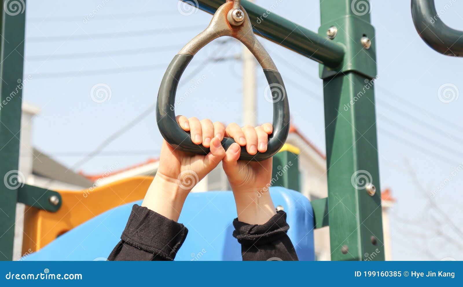 Hands Dangling from the Horizontal Bar. Stock Image - Image of dangling ...