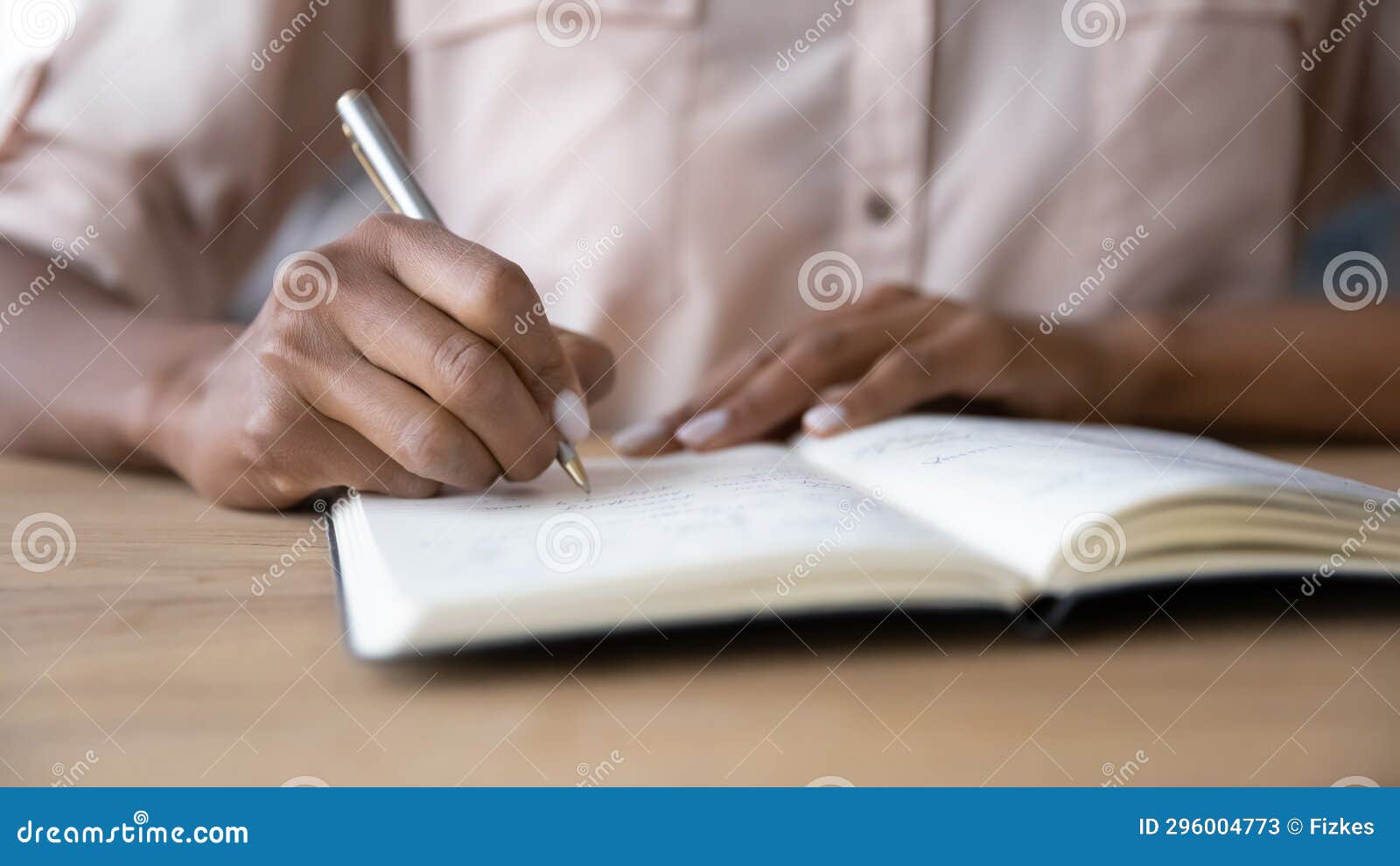 Hands of Student Girl, Writer, Author Making Notes in Notebook Stock ...