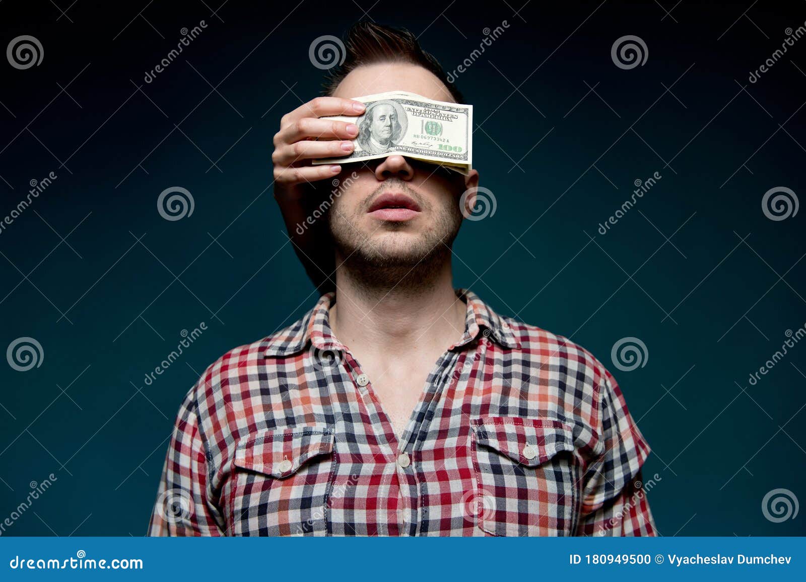 Hands from the Darkness Close the Eyes of a Working Man with Dollars ...