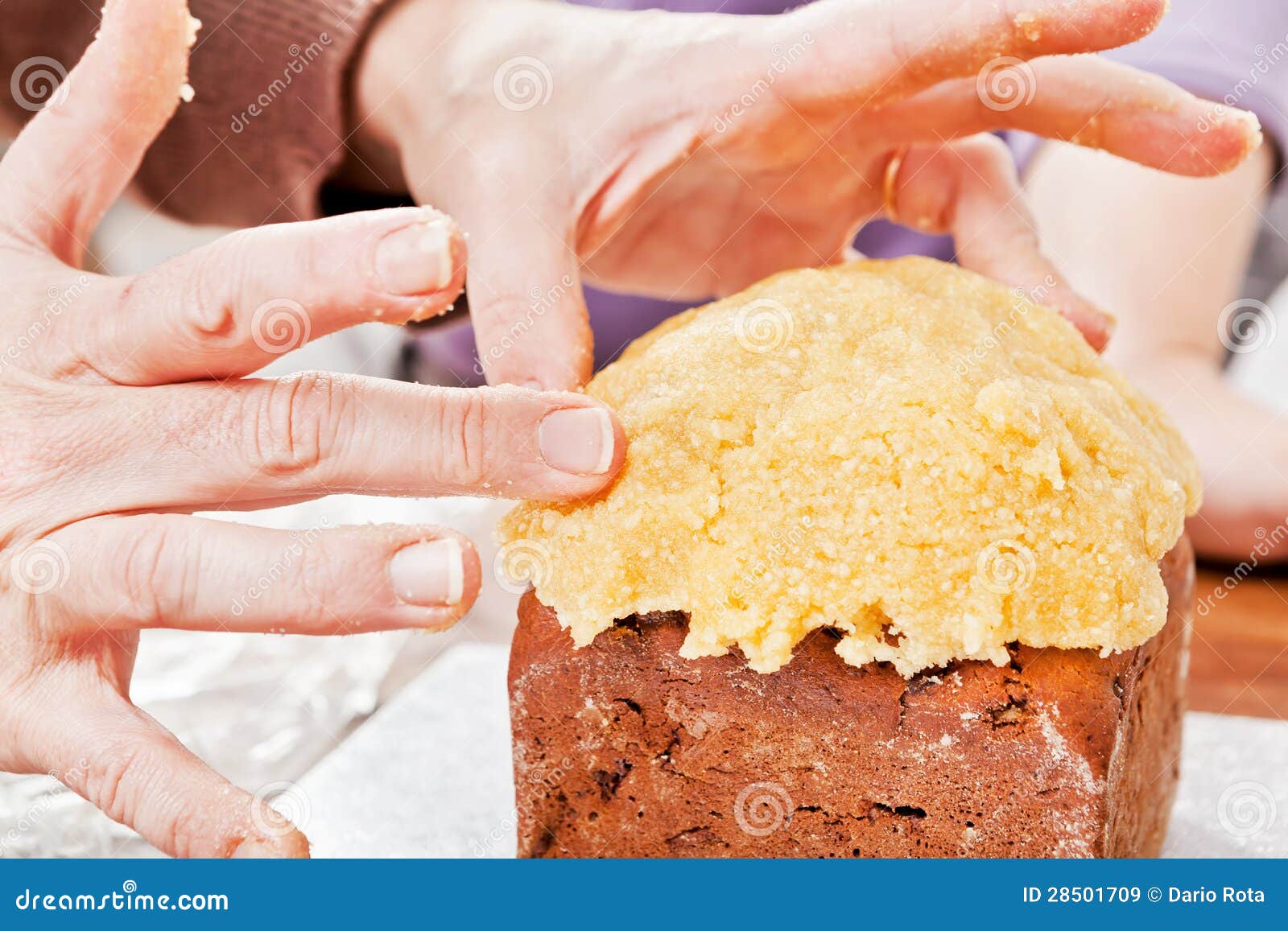 Hands Decorating Christmas Cake Closeup Stock Image - Image of dessert ...