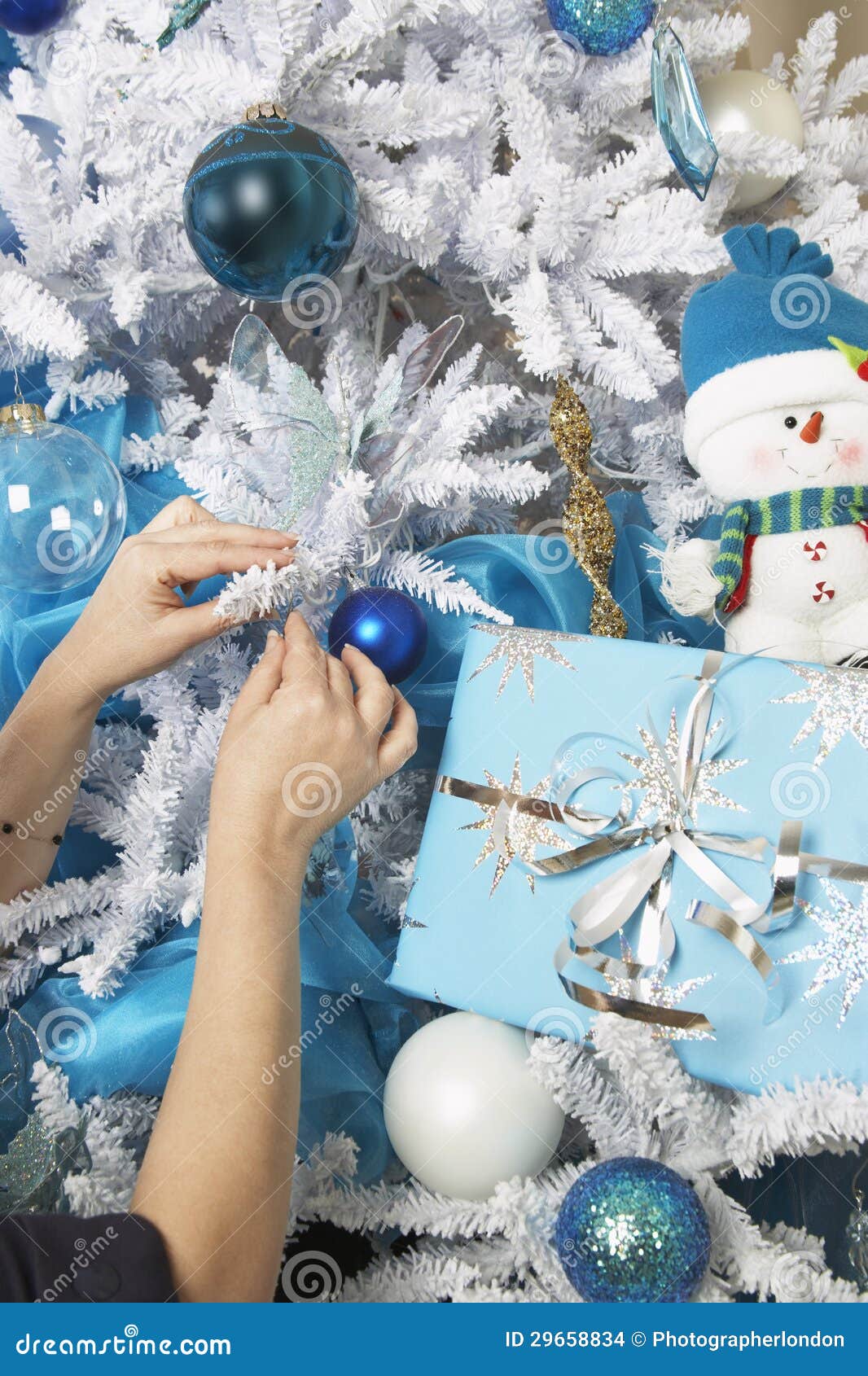 Hands Decorating Christmas Tree Stock Photo - Image of hispanic ...