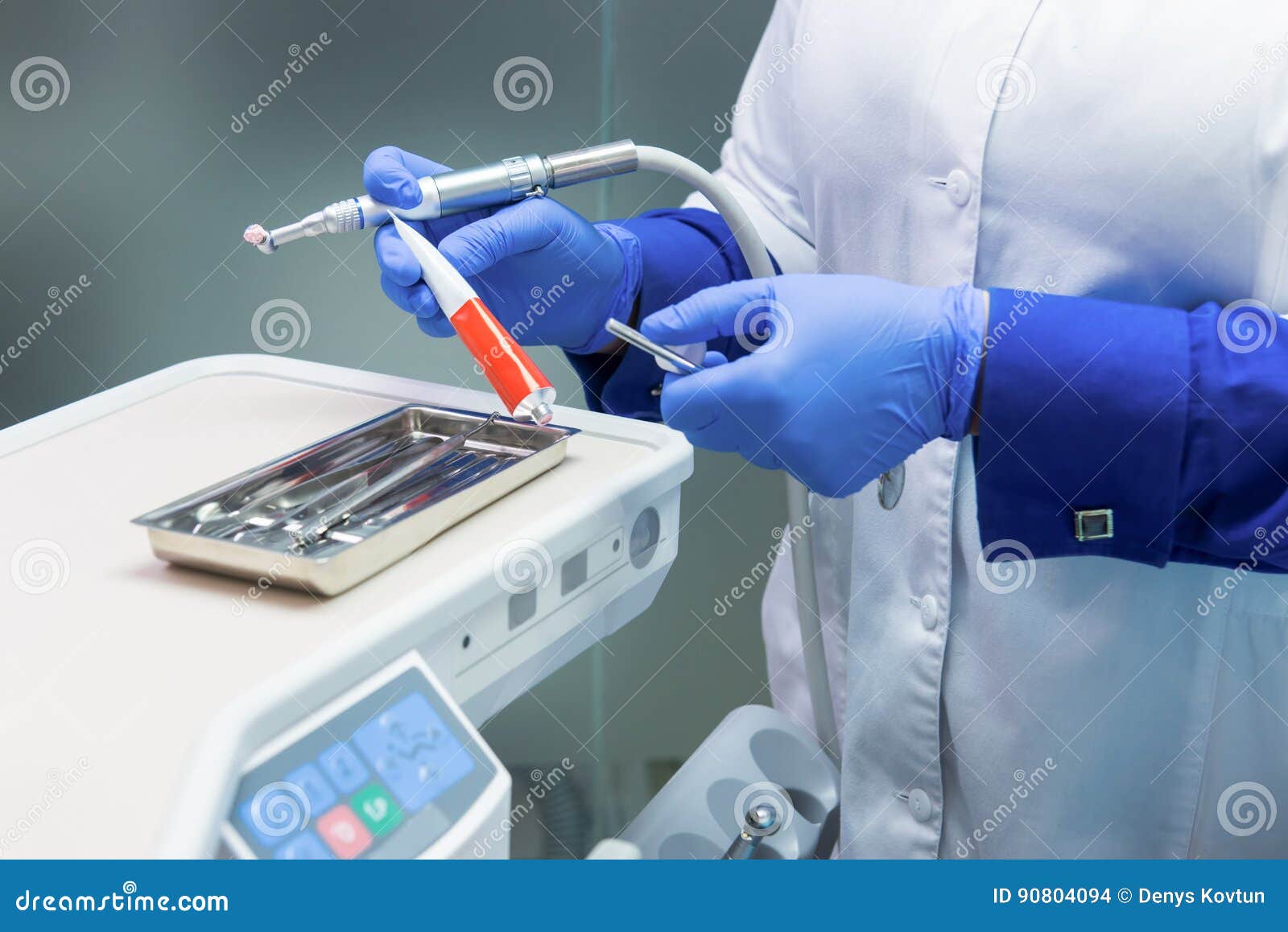 Hands of dentist. stock photo. Image of healthcare, clinic - 90804094