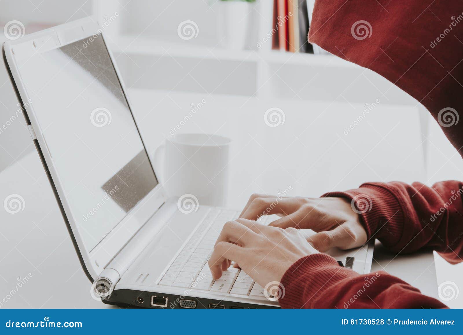 Hands on desktop computer stock photo. Image of office - 81730528