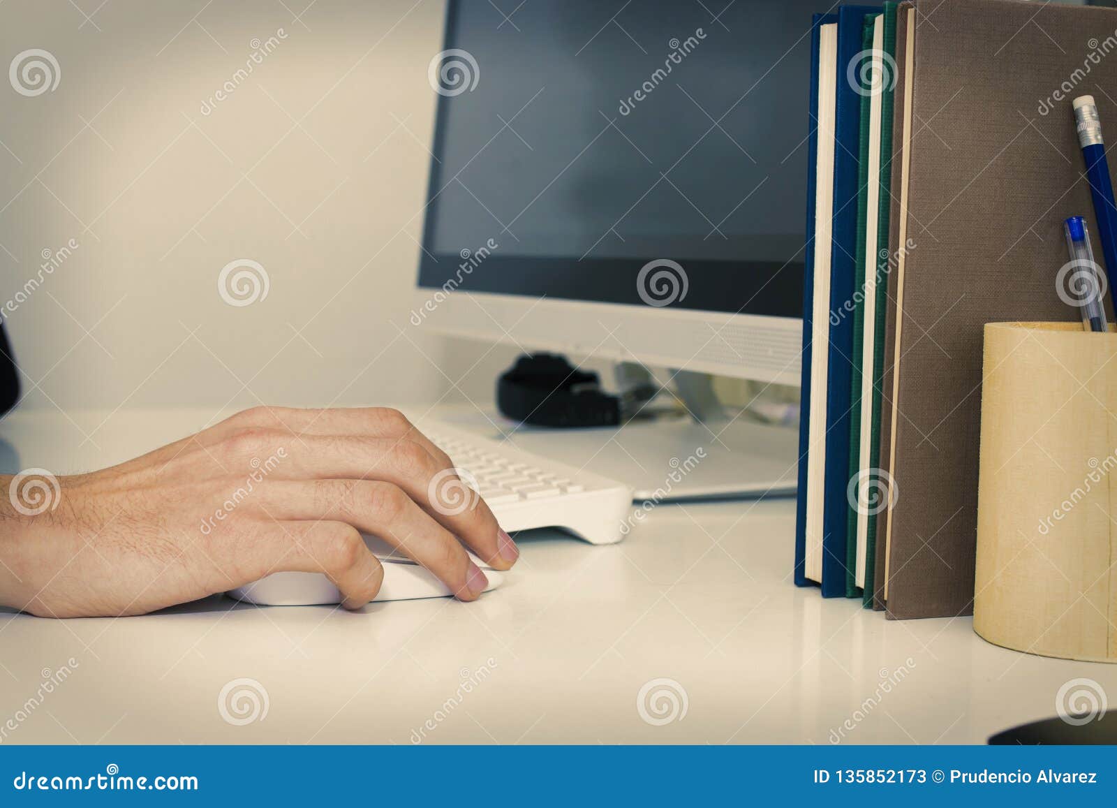 Hands on the Desktop with Your Computer Stock Image - Image of school ...