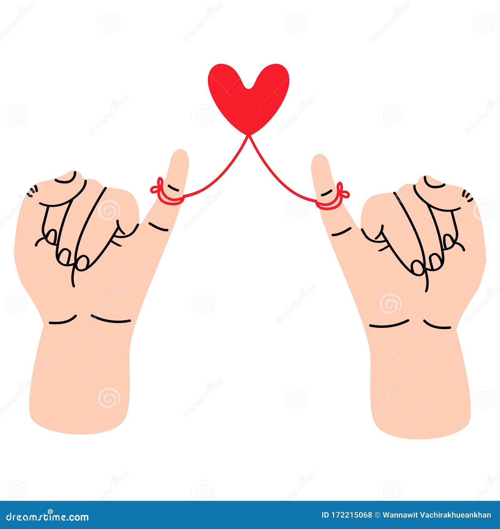 Hands Die Belofte Met Rode Draadvector Maken Vector Illustratie ...