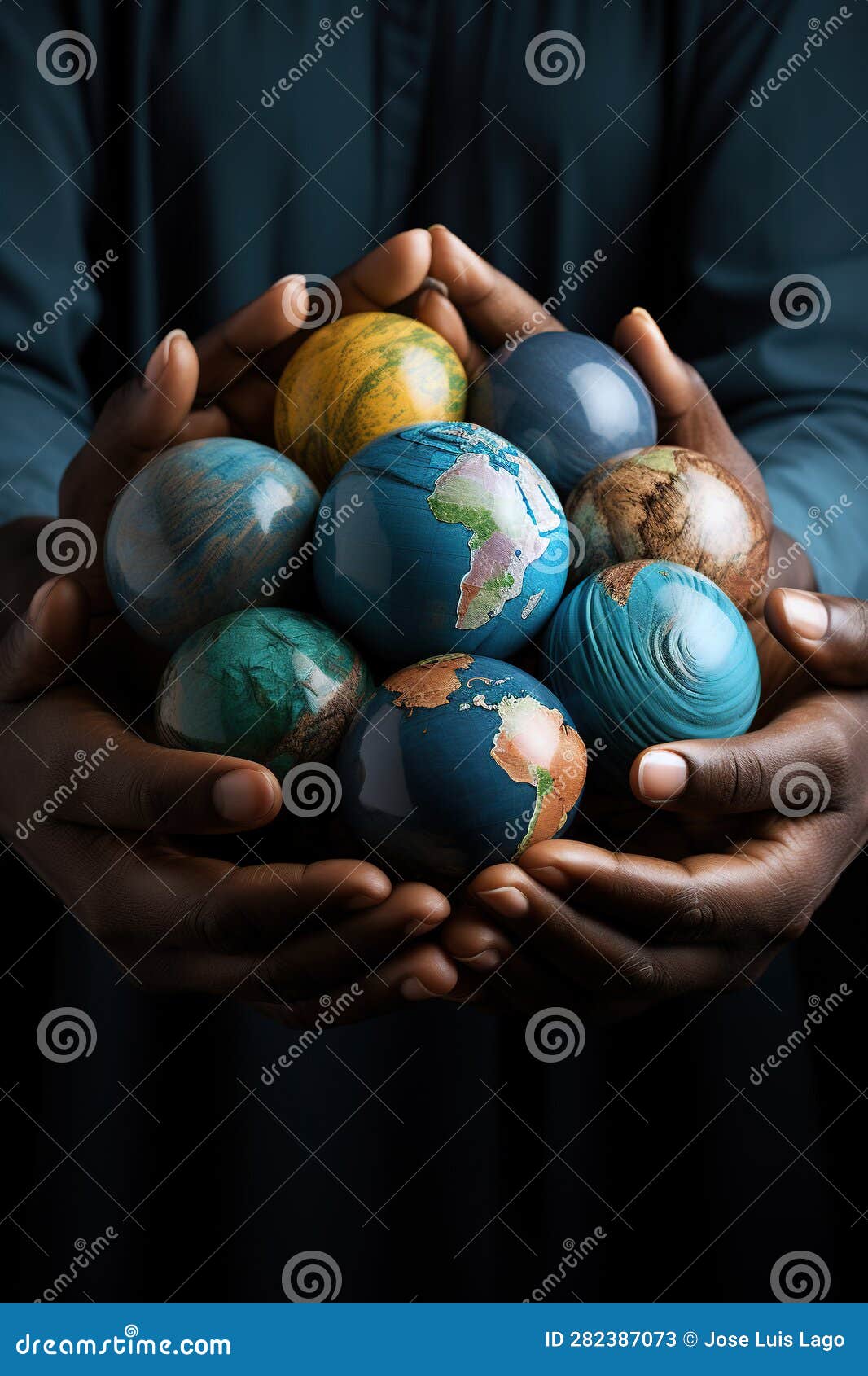 Hands of Different Ethnicities United Holding Planets Stock ...