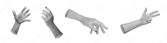 Hands in Different Expressive Gestures, Open Palm, a Curved One ...