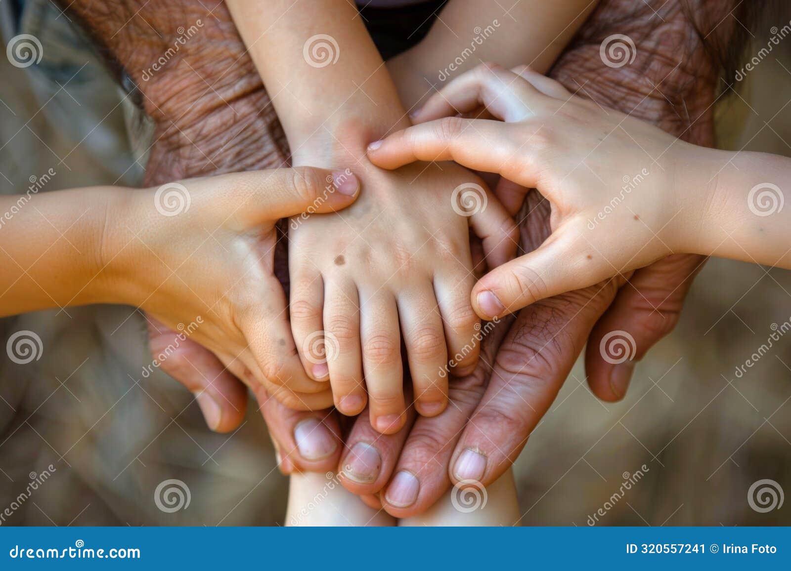 Hands of Different Generations Together, Symbolizing Unity. Stock Image ...